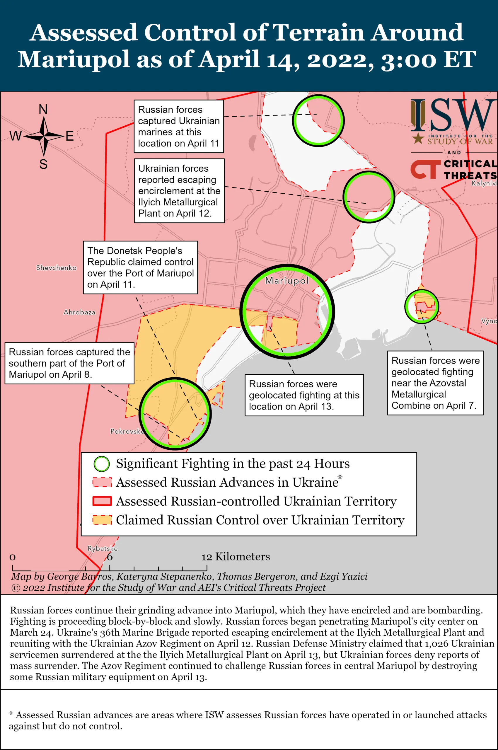 Control of Terrain Around Mariupol as of April 14, 2022 | ISW