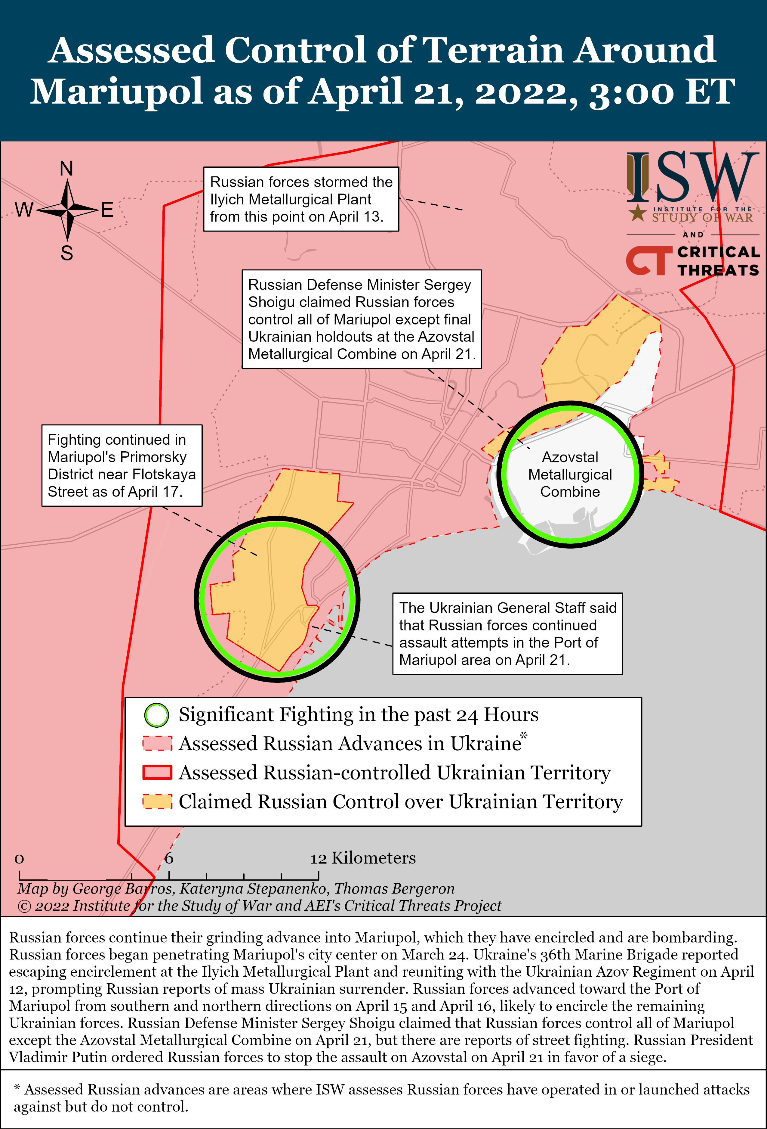 Assessed Control of Terrain Around Mariupol as of April 21, 2022, 3:00 ...