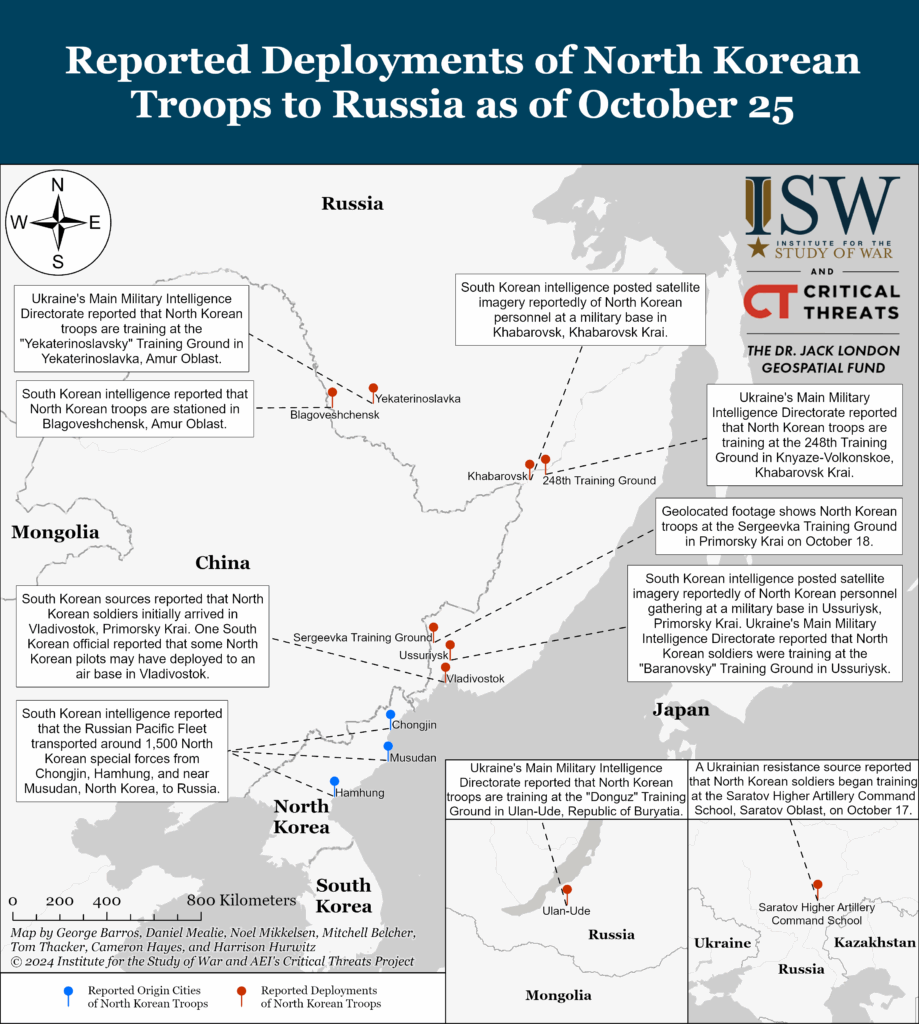 Reported Deployments of North Korean Troops To Russia as of October 25 | Map Room | ISW