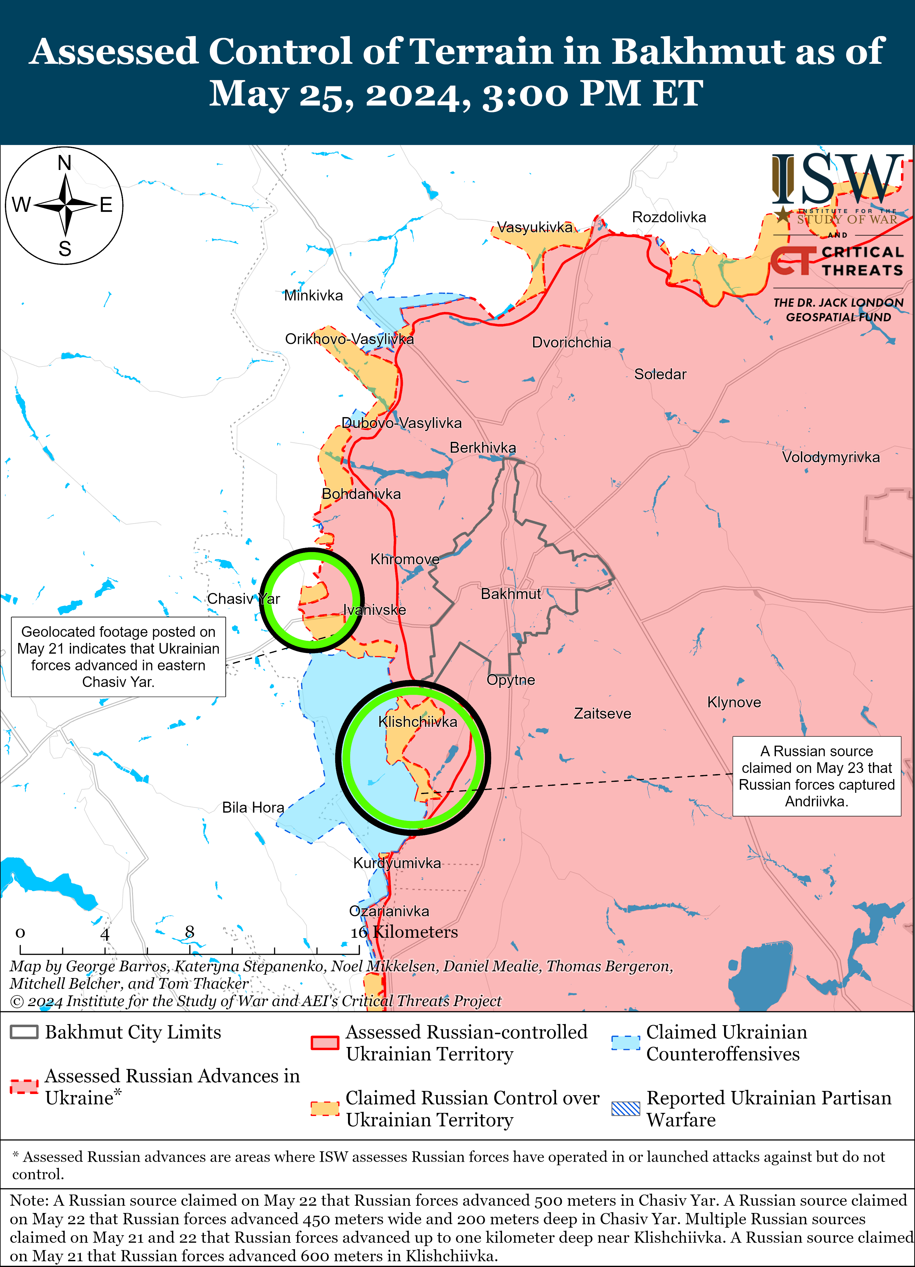 Assessed Control of Terrain in Bakhmut as of May 25, 2024, 3:00 PM ET ...