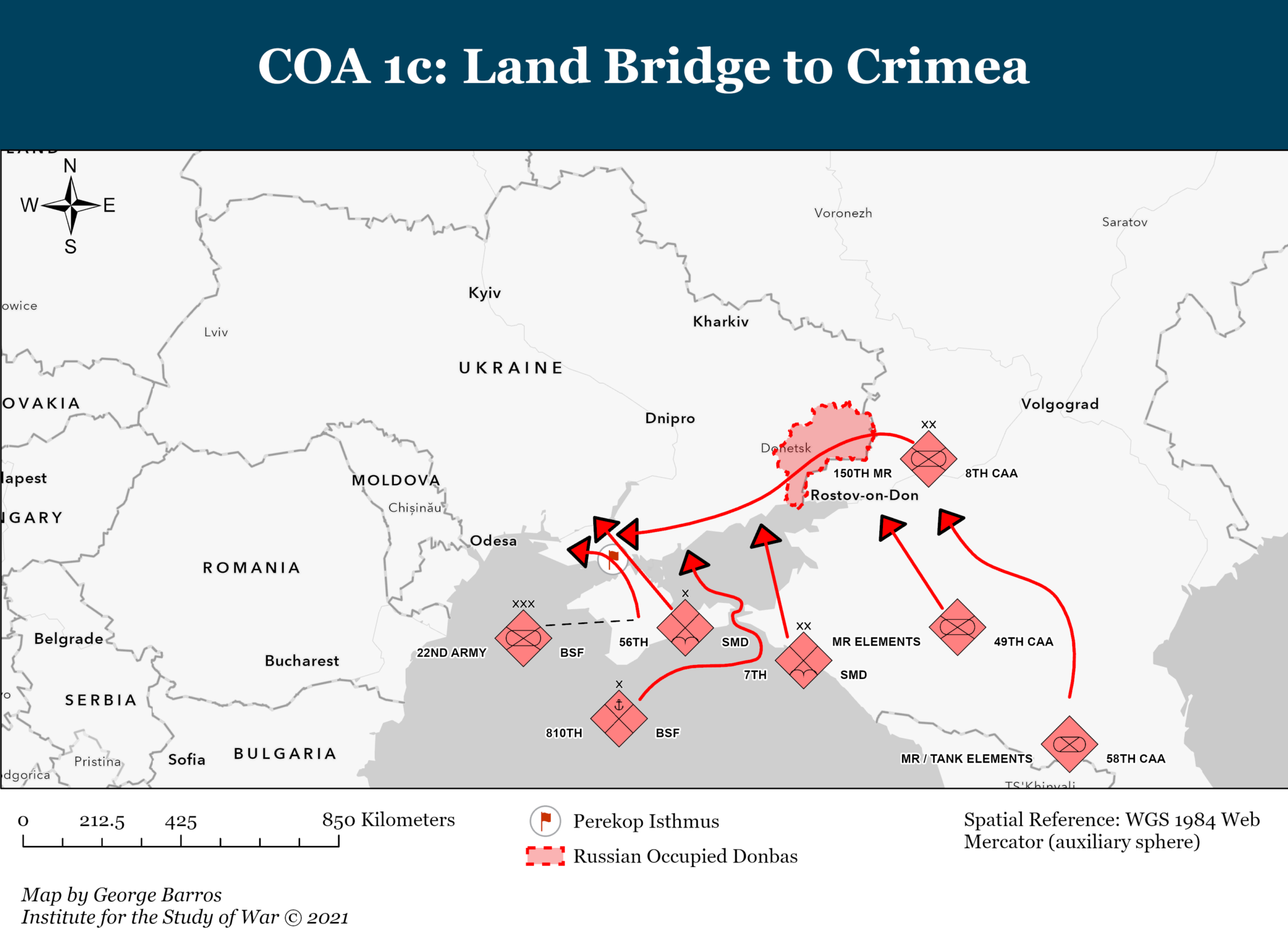 COA1c Ukraine Forecast Map: Land Bridge to Crimea | ISW