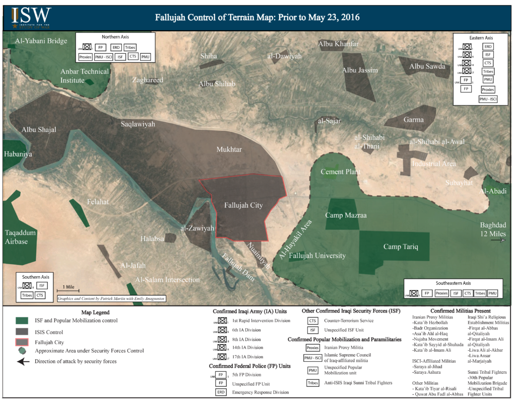 Fallujah Control of Terrain Map: Prior to May 23, 2016 | Map Room | ISW