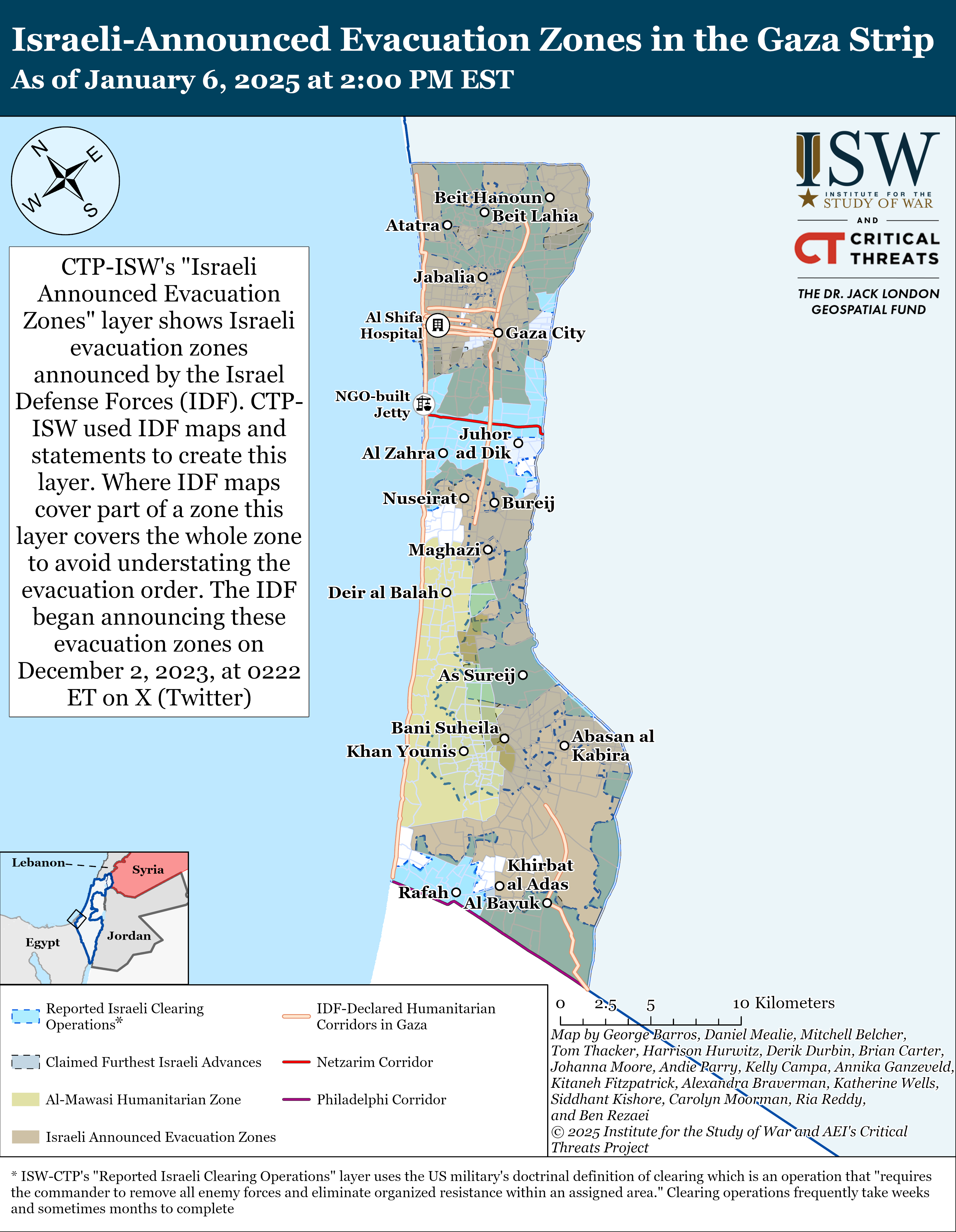 Israeli-announced Evacuation Zones in the Gaza Strip as of January 6 ...