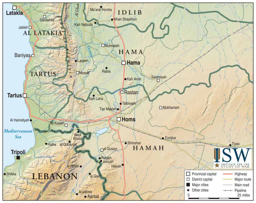 Map of Homs and Hama in Central Syria | ISW