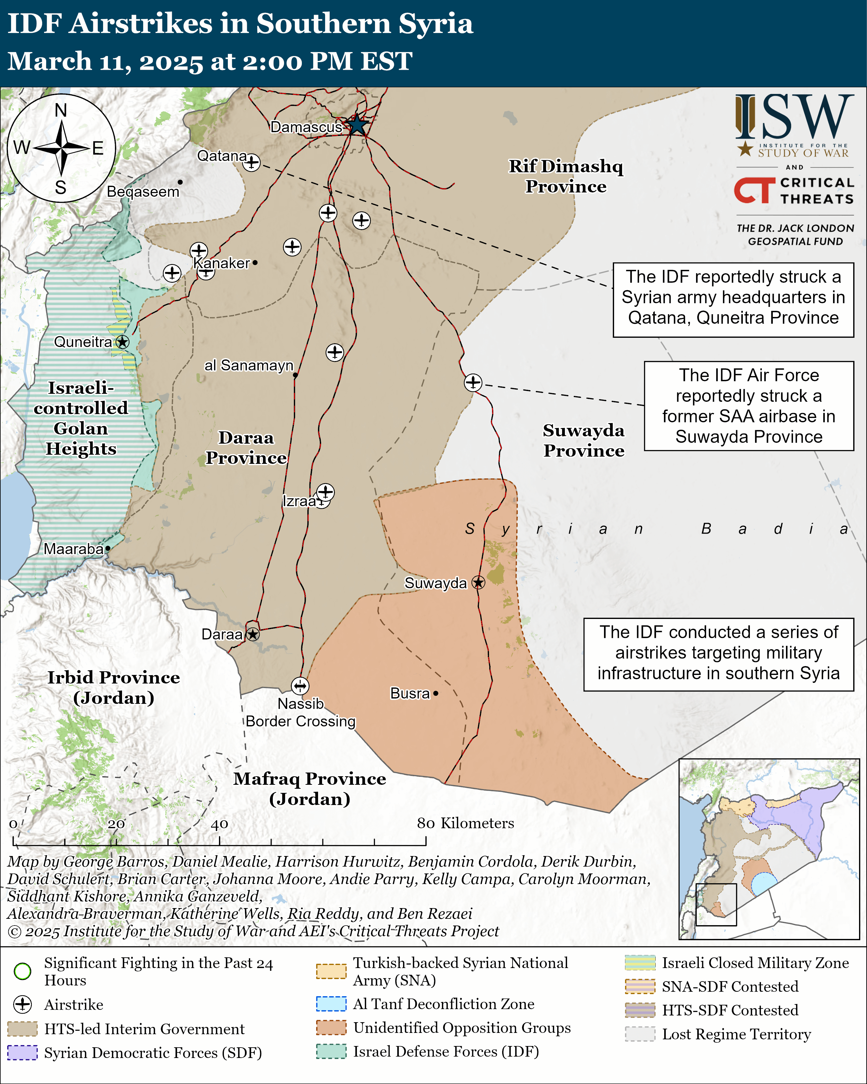 IDF Airstrikes in Southern Syria March 11, 2025 at 2:00 PM EST | Map ...