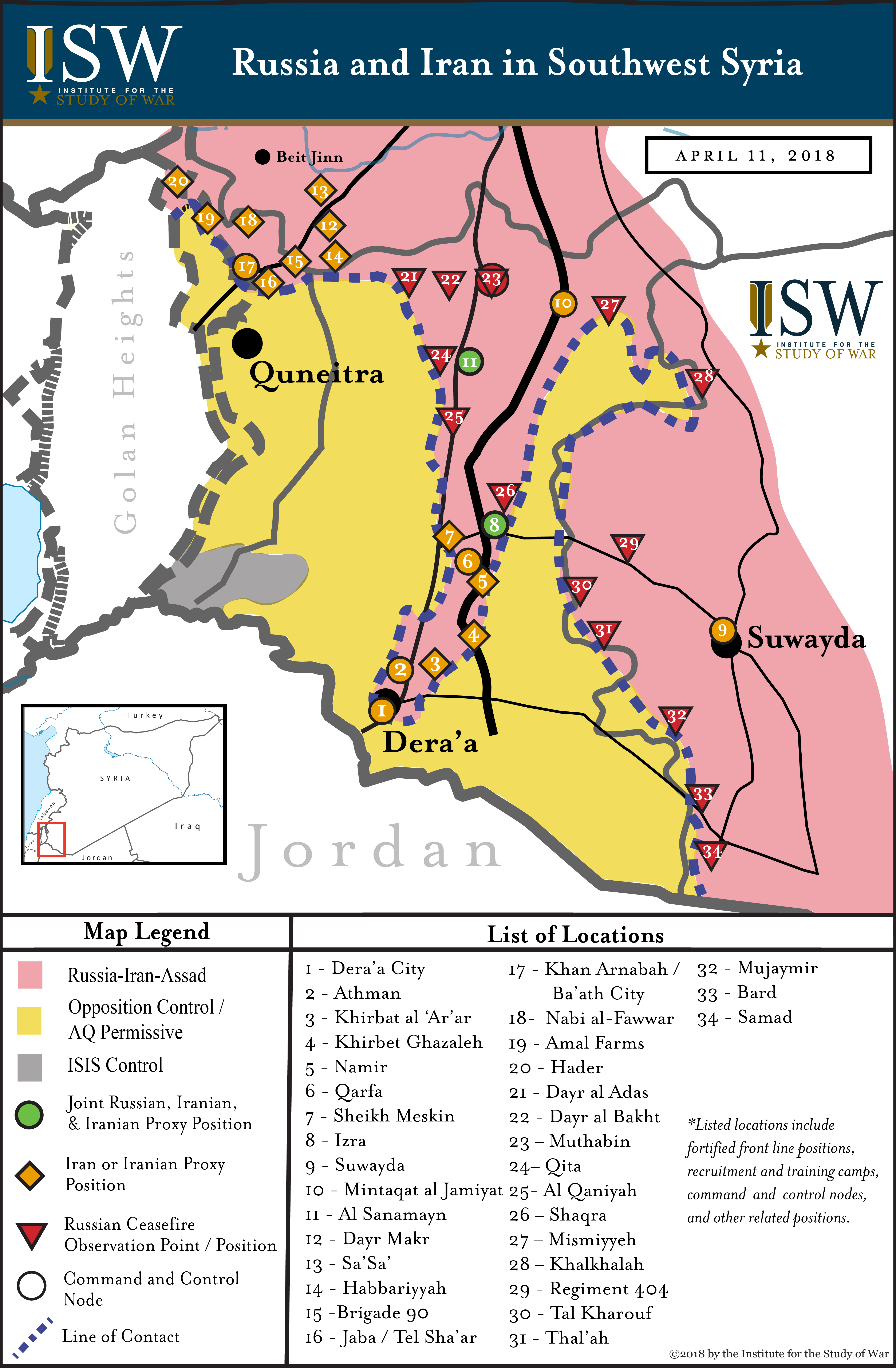 Map: Russia and Iran in Southwest Syria | ISW