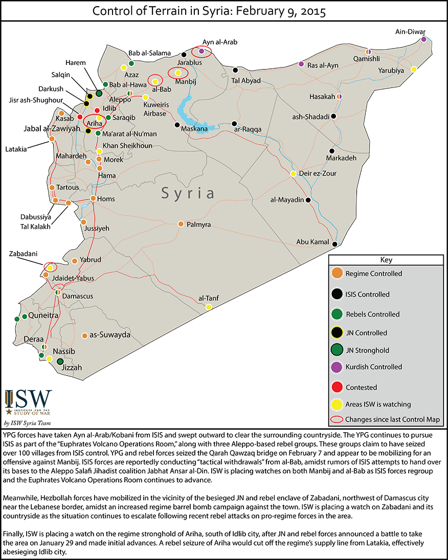 Control of Urban Terrain in Syria, February 9, 2015 | ISW