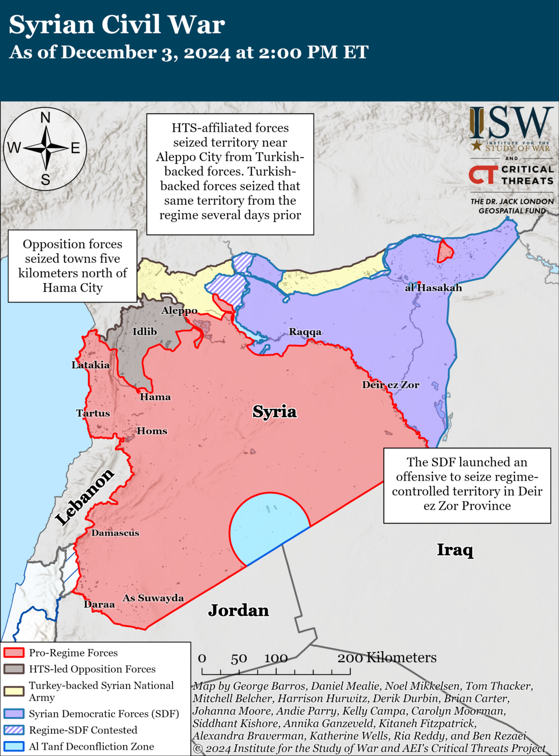 Syrian Civil War as of December 3, 2024 at 2:00 PM ET | Map Room | ISW