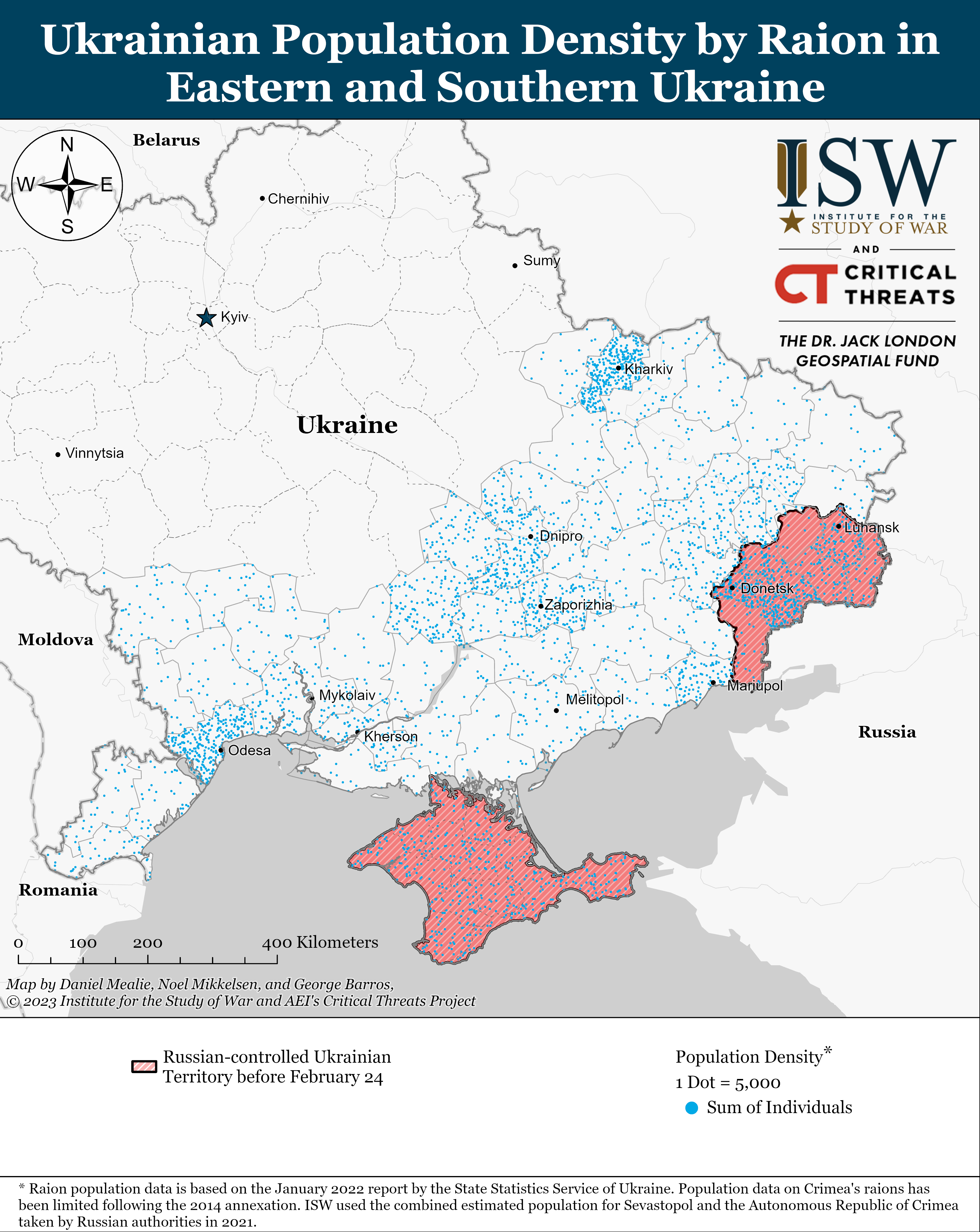 Ukrainian Population Density By Raion in Eastern and Southern Ukraine | ISW
