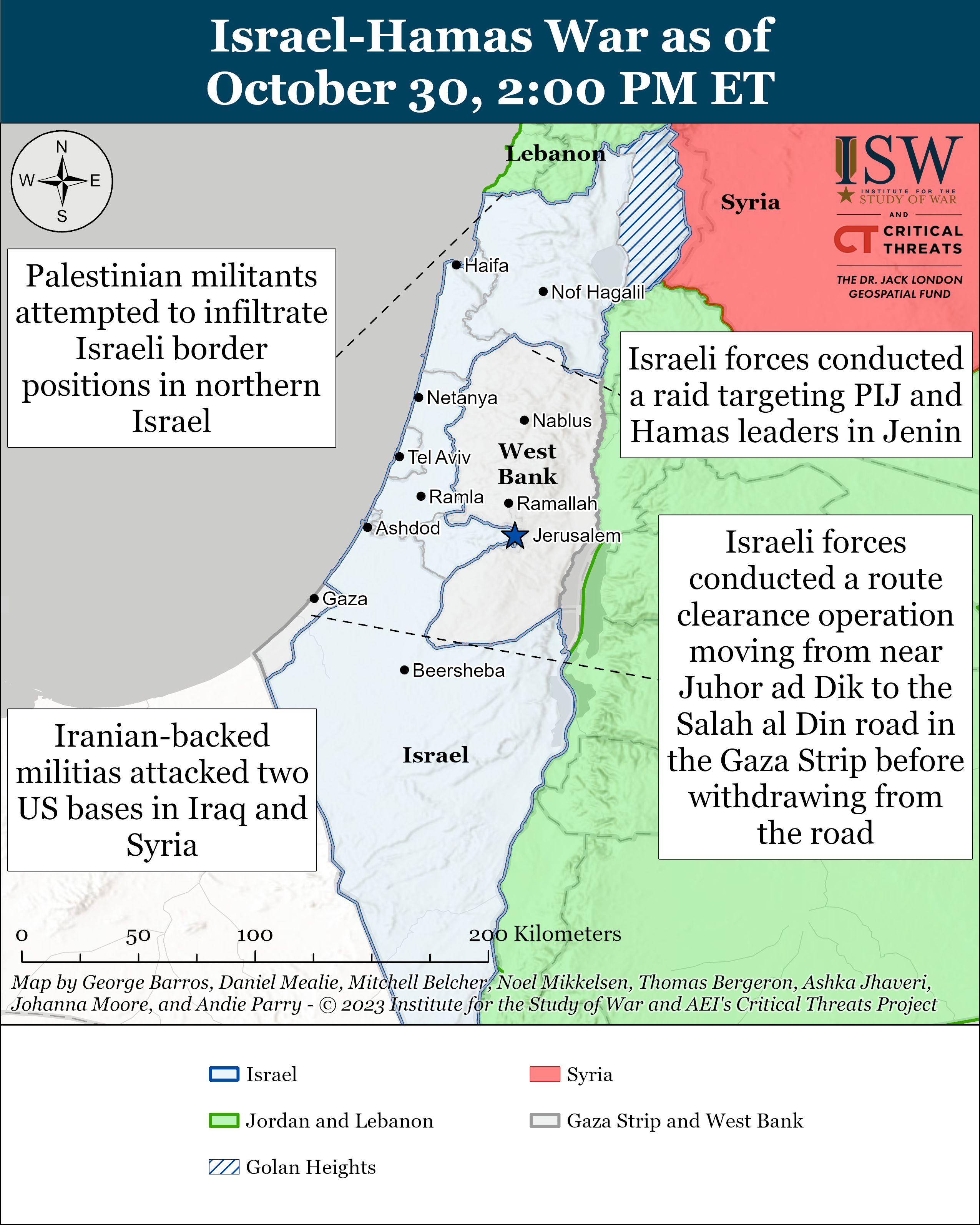 Israel-hamas War as of October 30, 2:00 PM ET | Map Room | ISW