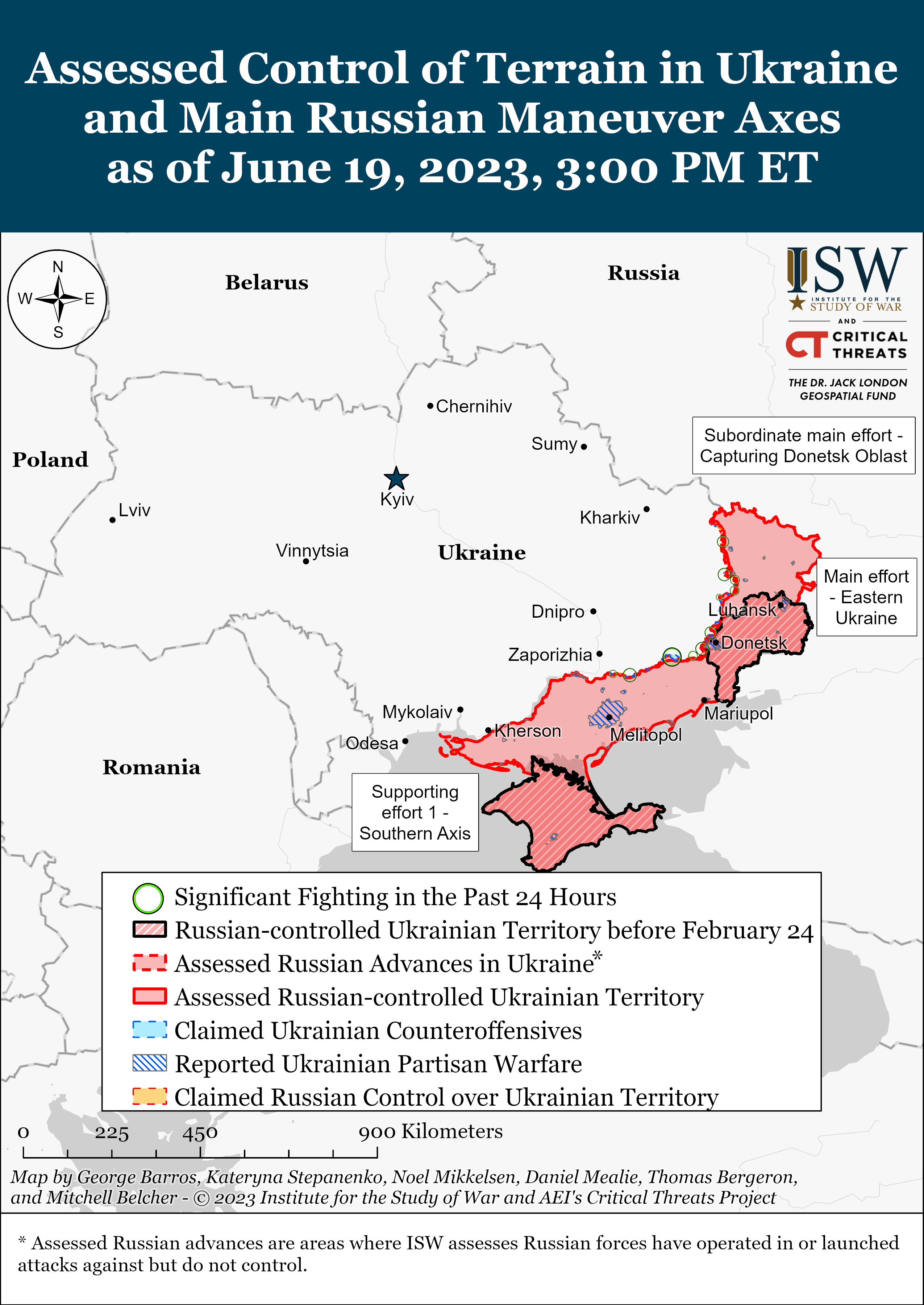 Assessed Control of Terrain in Ukraine and Main Russian Maneuver Axes ...