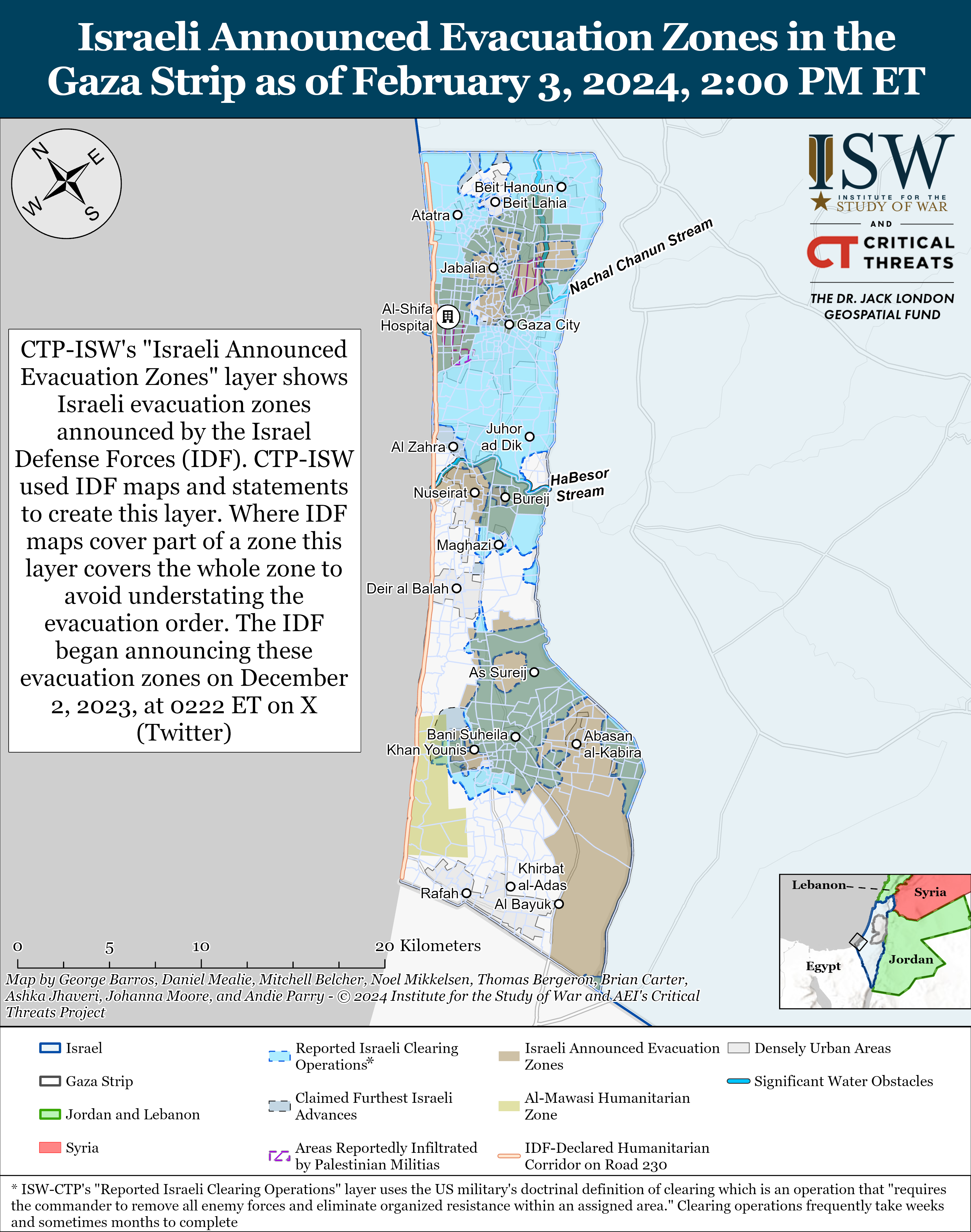 Israeli Announced Evacuation Zones in the Gaza Strip as of February 3 ...