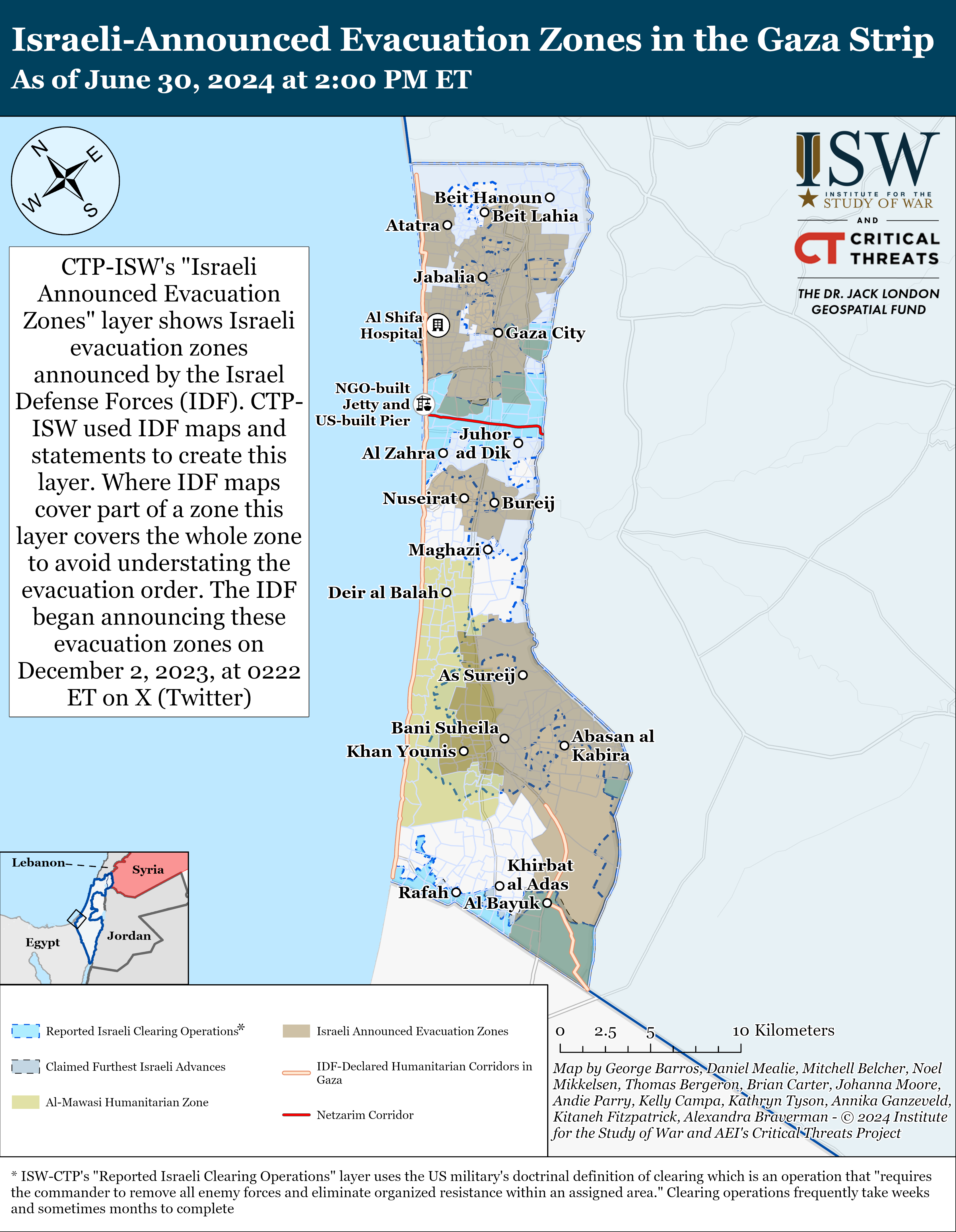 Israeli-announced Evacuation Zones in the Gaza Strip as of June 30 ...