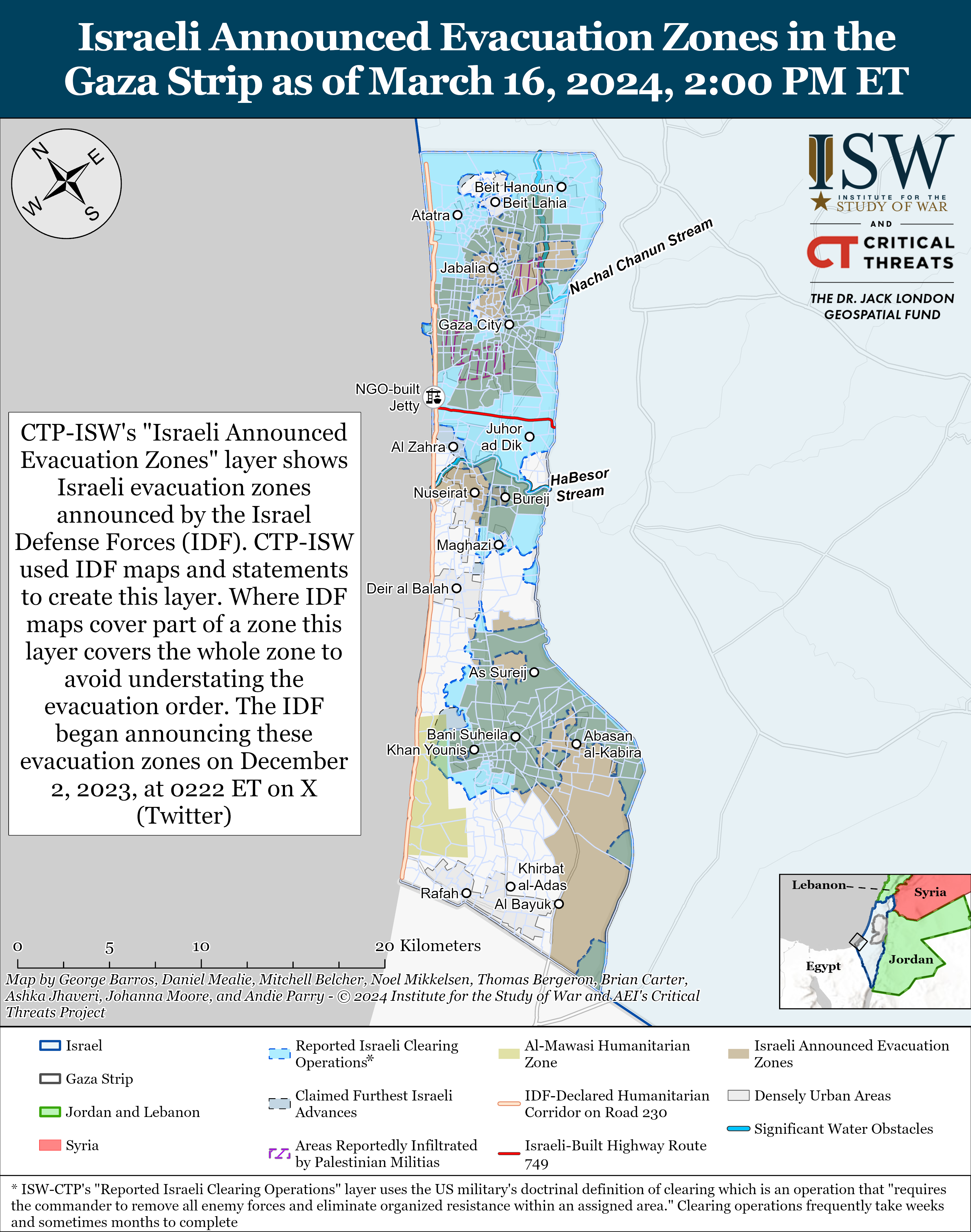 Israeli Announced Evacuation Zones in the Gaza Strip as of March 16 ...