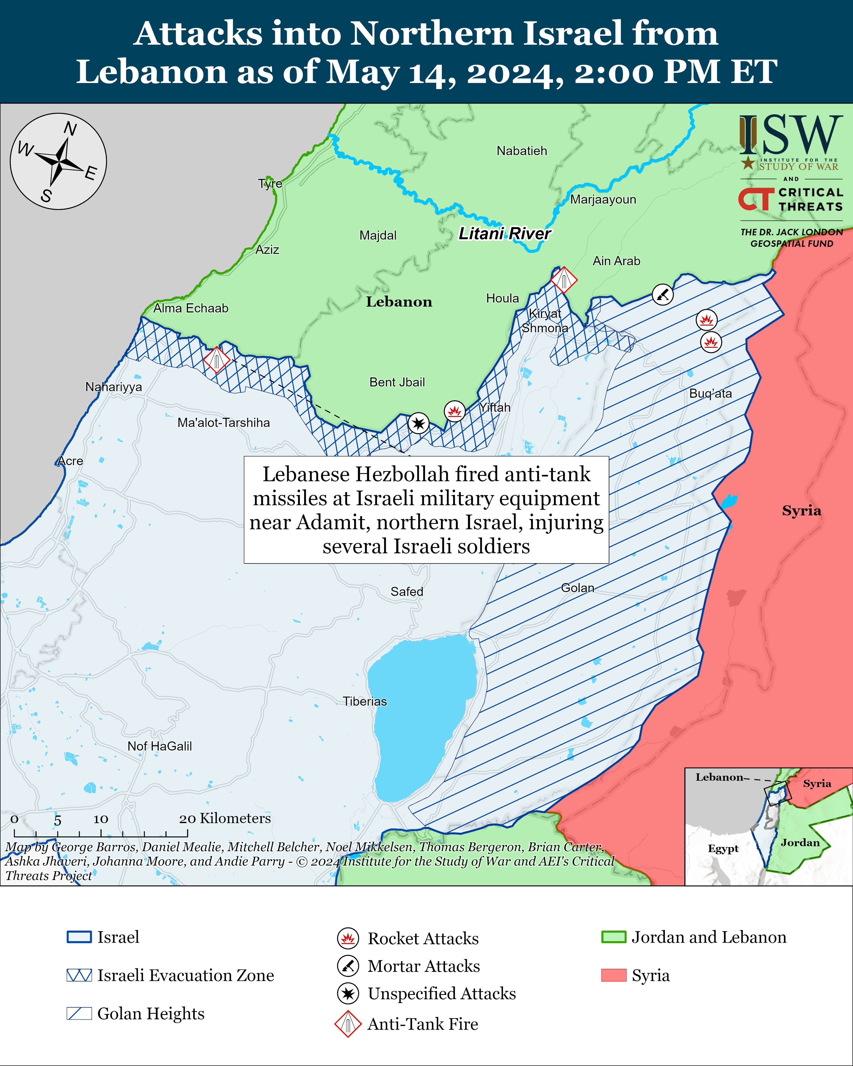 Attacks into Northern Israel from Lebanon as of May 14, 2024, 2:00 PM ...