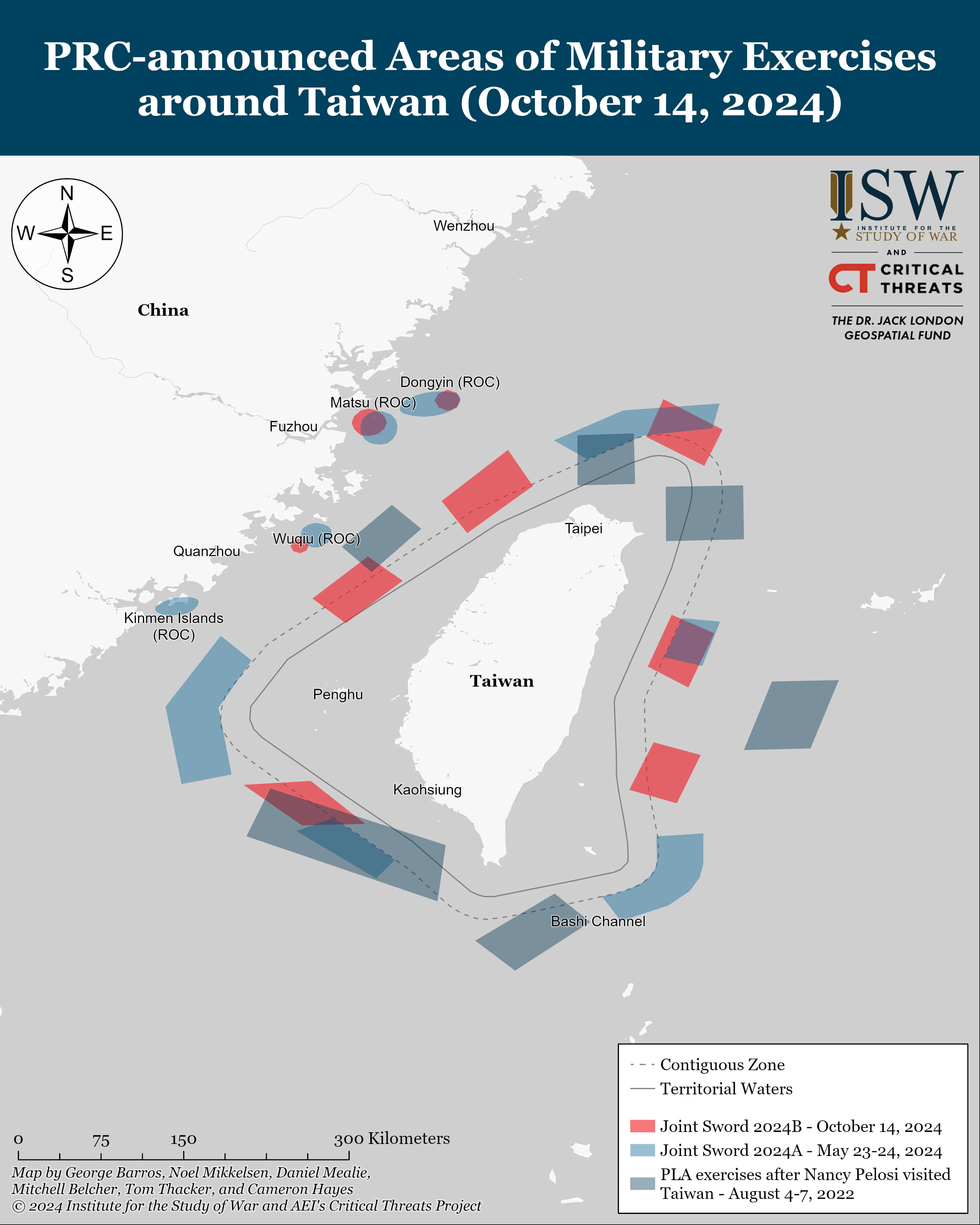 PRC Areas of Military Exercises near Taiwan (Oct. 14, 2024) | ISW