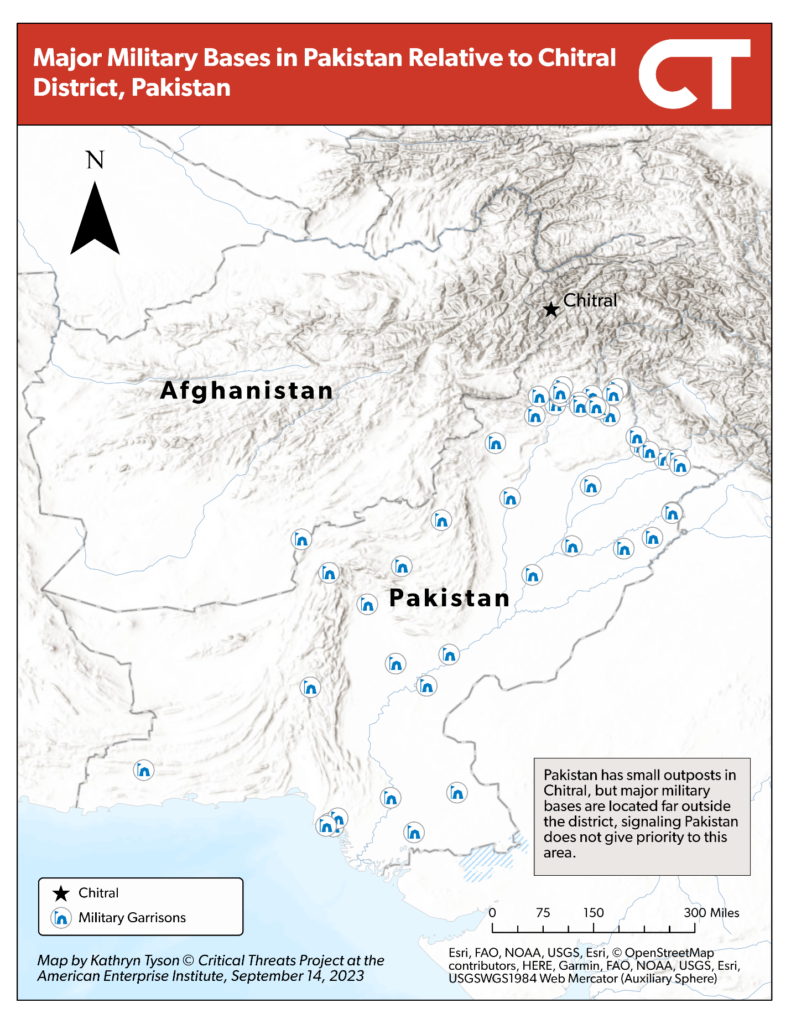 Major Military Bases in Pakistan Relative To Chitral District, Pakistan ...