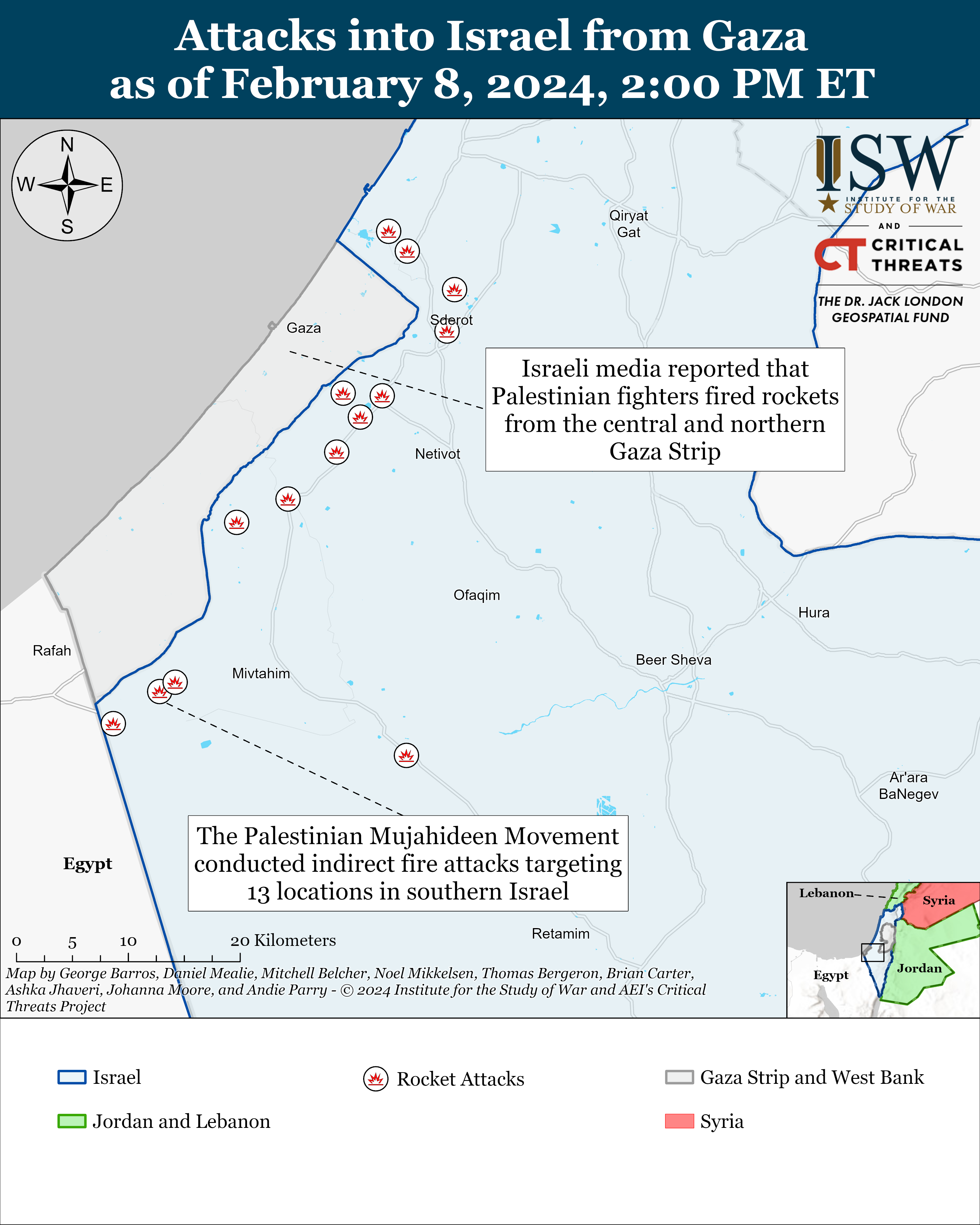 Attacks into Israel from Gaza as of February 8, 2024, 2:00 PM ET | Map ...