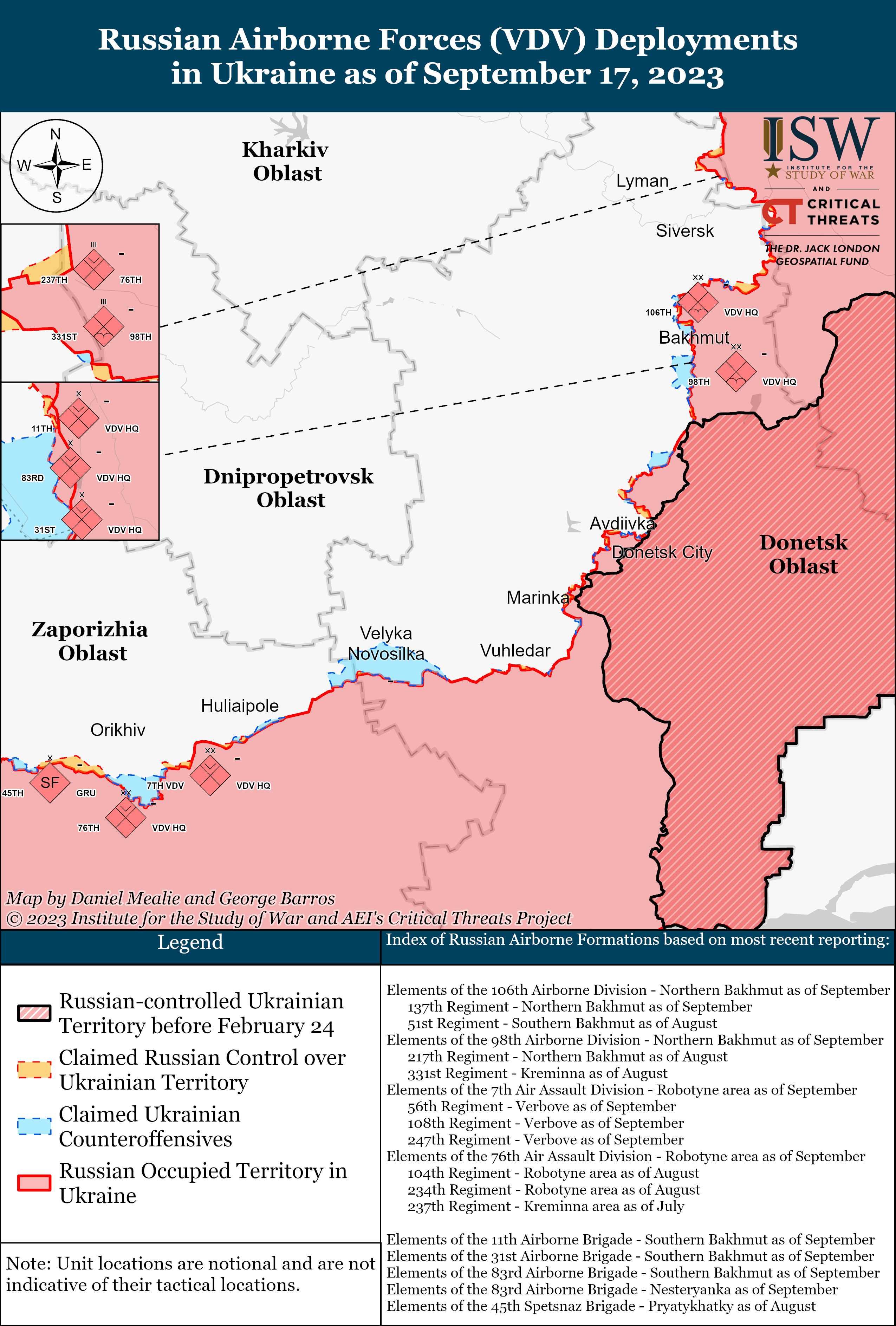 Russian Airborne Forces (VDV) Deployments in Ukraine as of September 17 ...