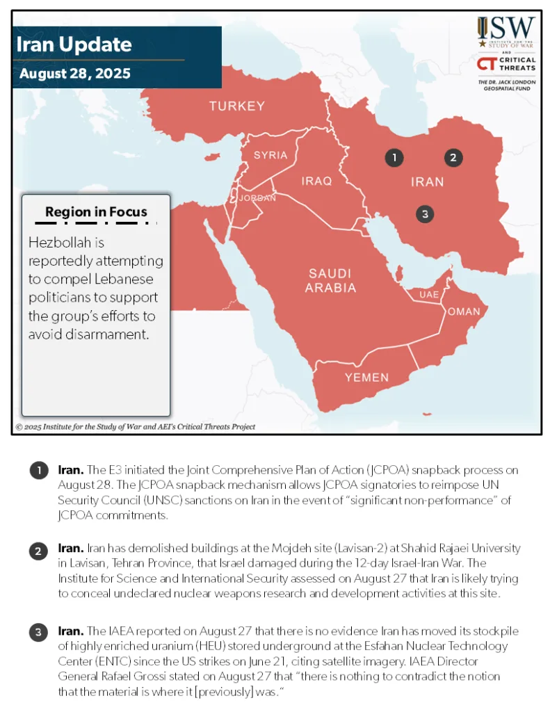 Iran Update, August 28, 2025 | ISW