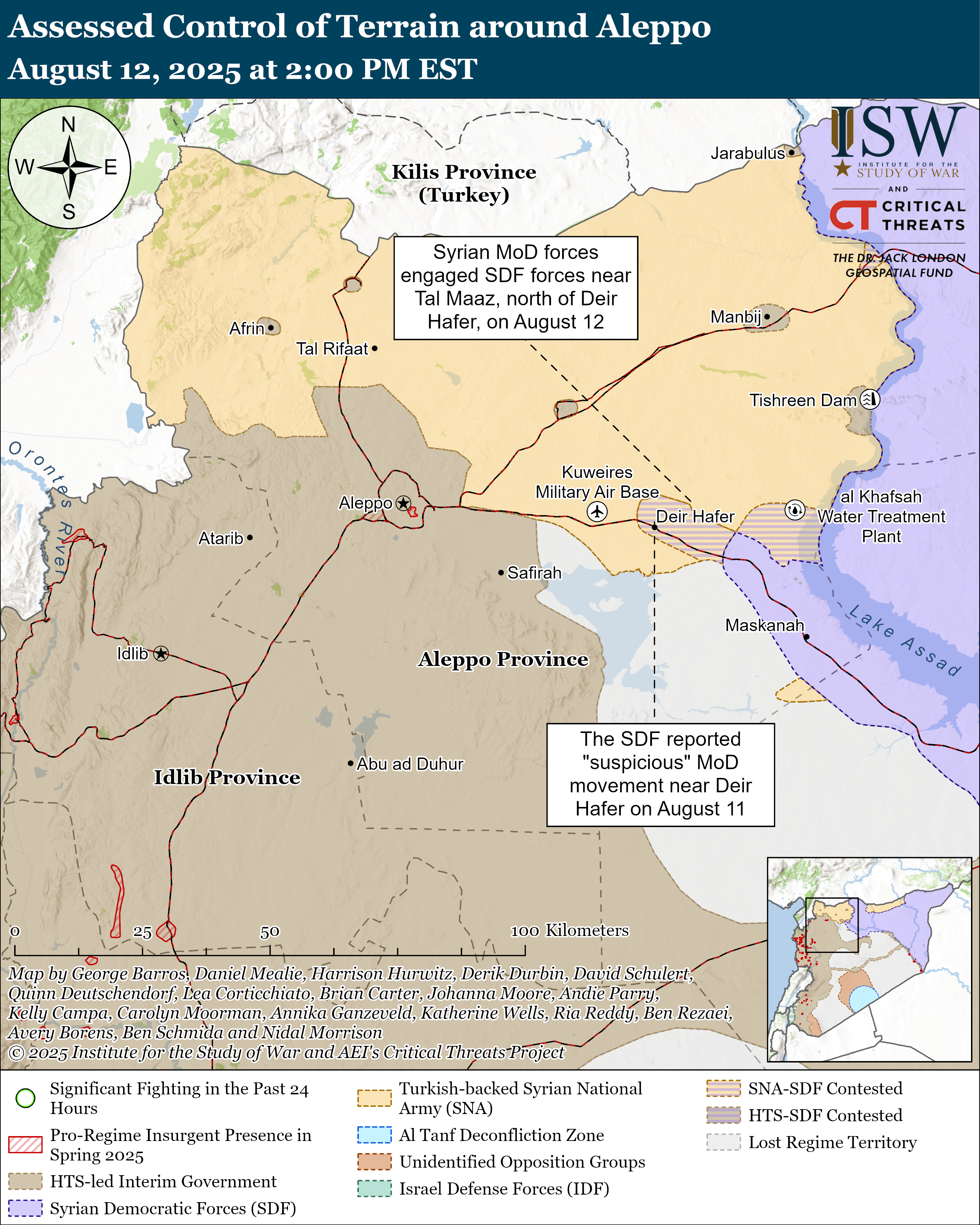 Assessed Control of Terrain Around Aleppo August 12, 2025 at 2:00 PM ...