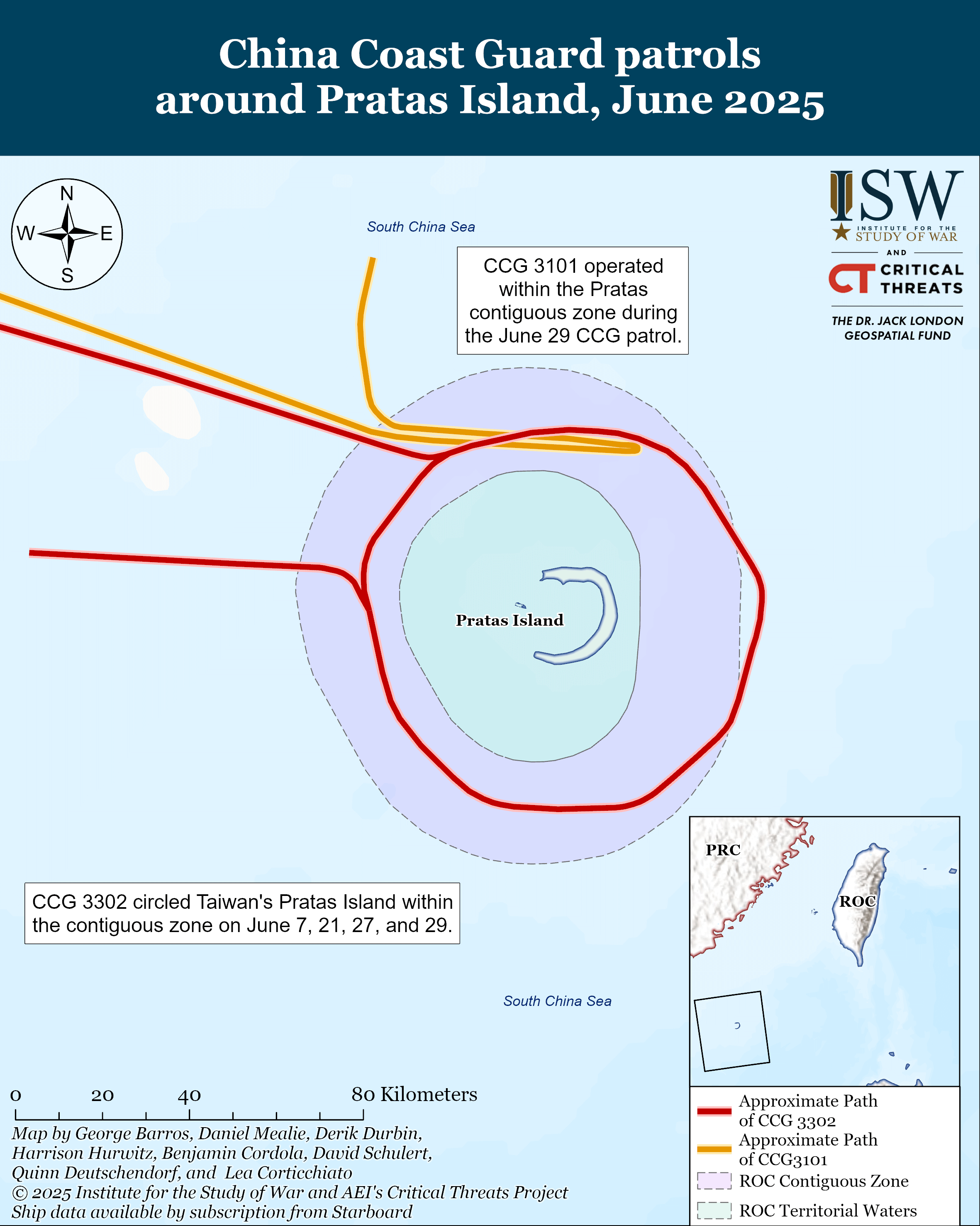 China Coast Guard Patrols Around Pratas Island, June 2025 | Map Room | ISW