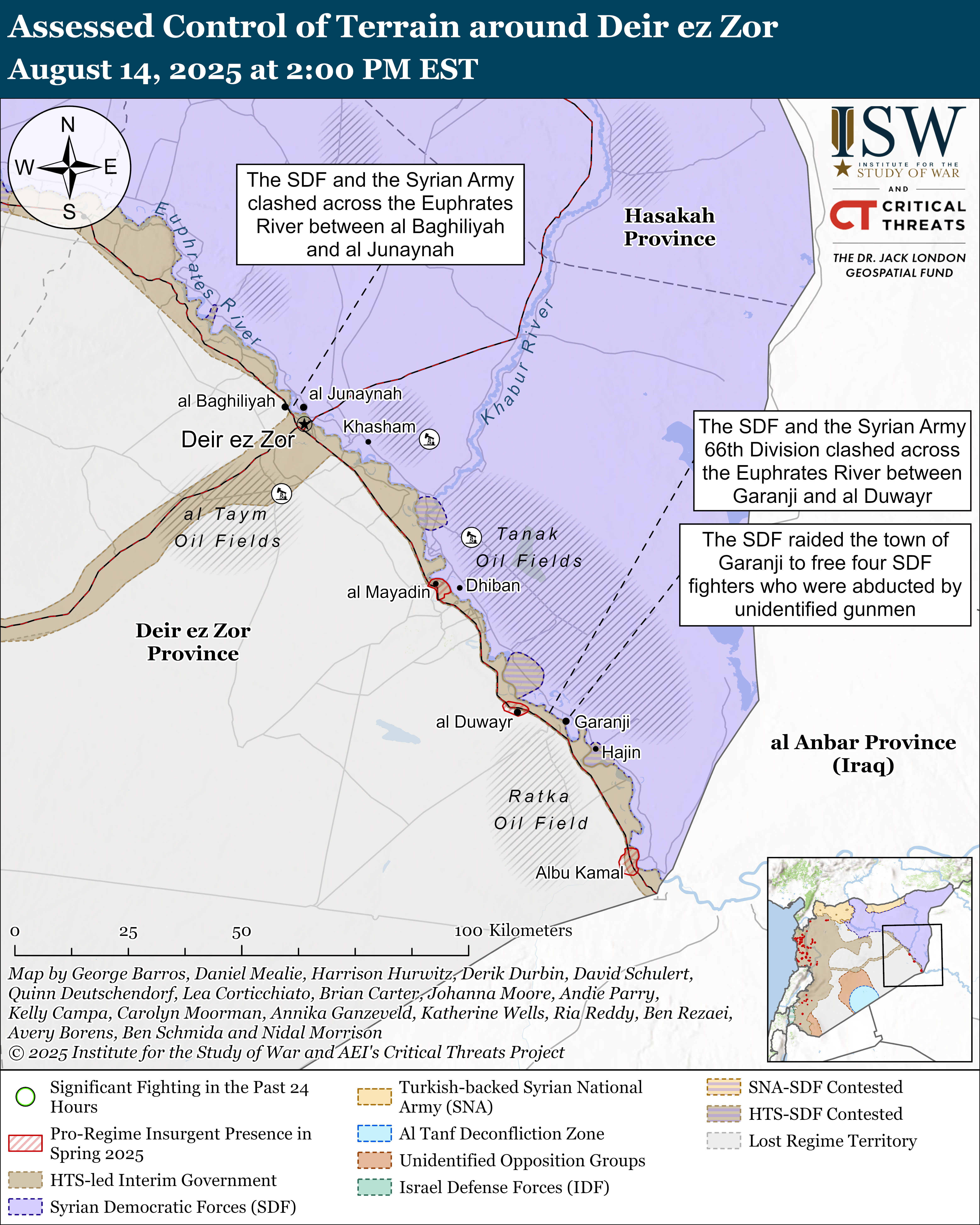 Assessed Control of Terrain Around Deir Ez Zor August 14, 2025 at 2:00 ...