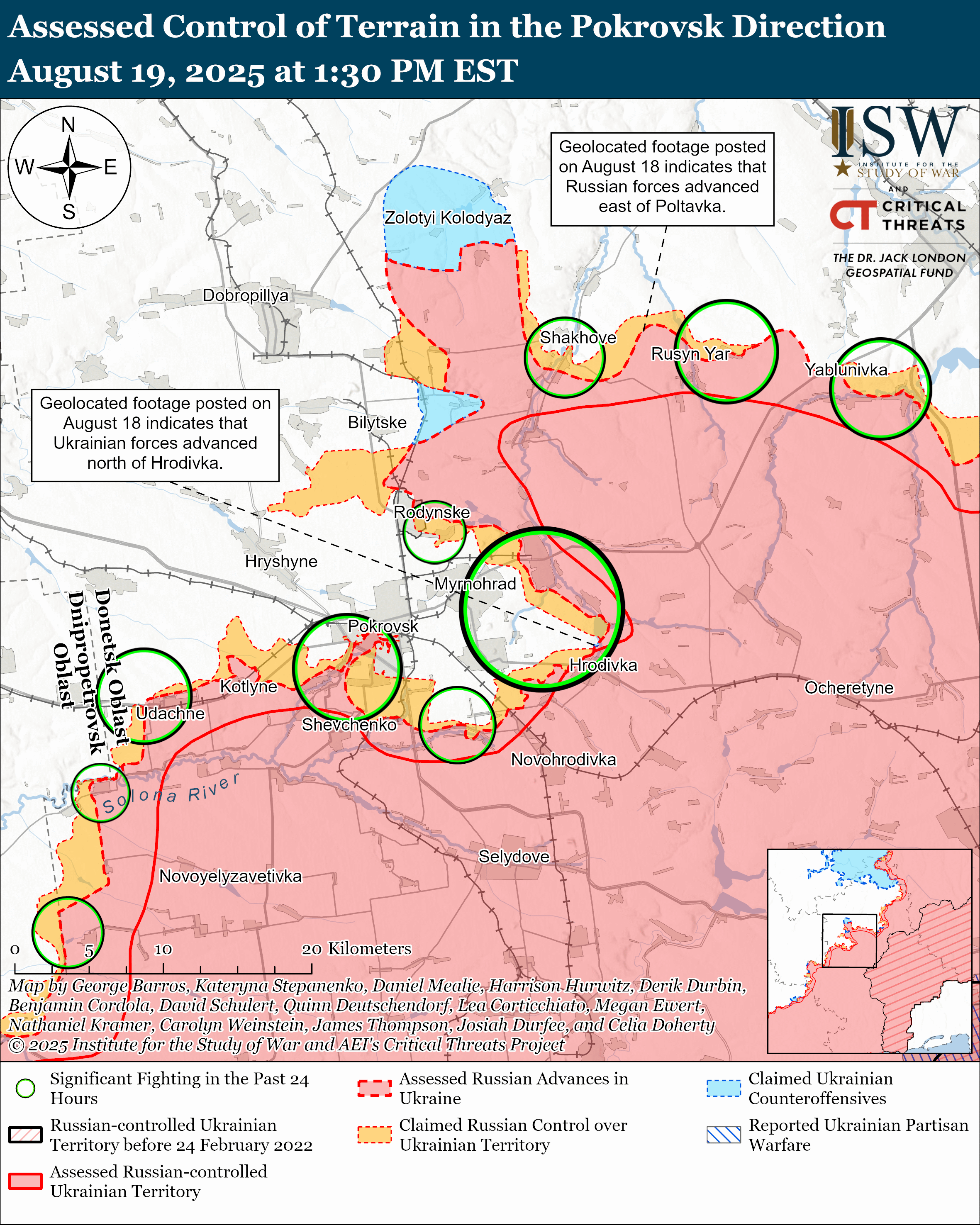 Assessed Control of Terrain in the Pokrovsk Direction August 19, 2025 ...