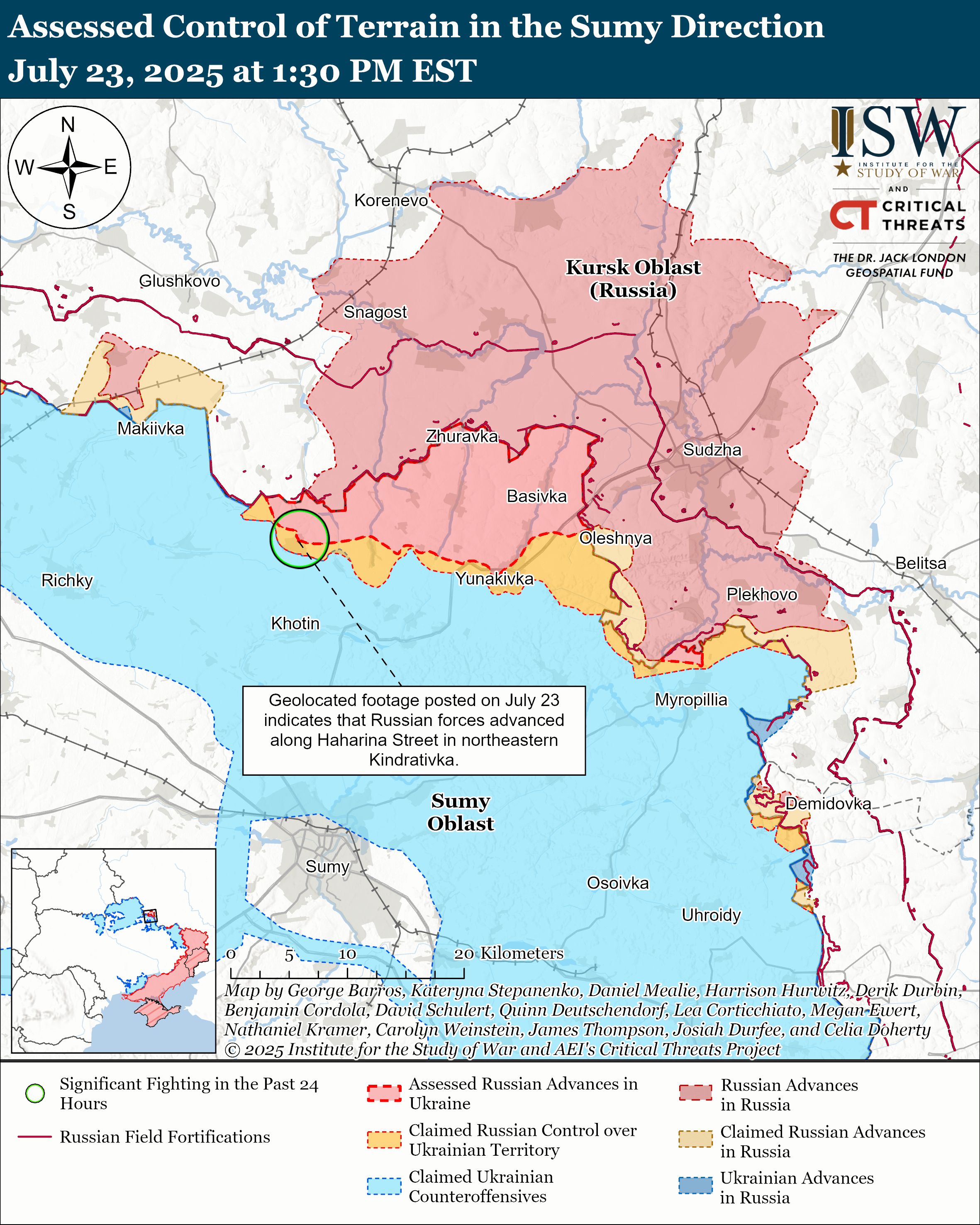 Assessed Control of Terrain in the Sumy Direction July 23, 2025 at 1:30 ...