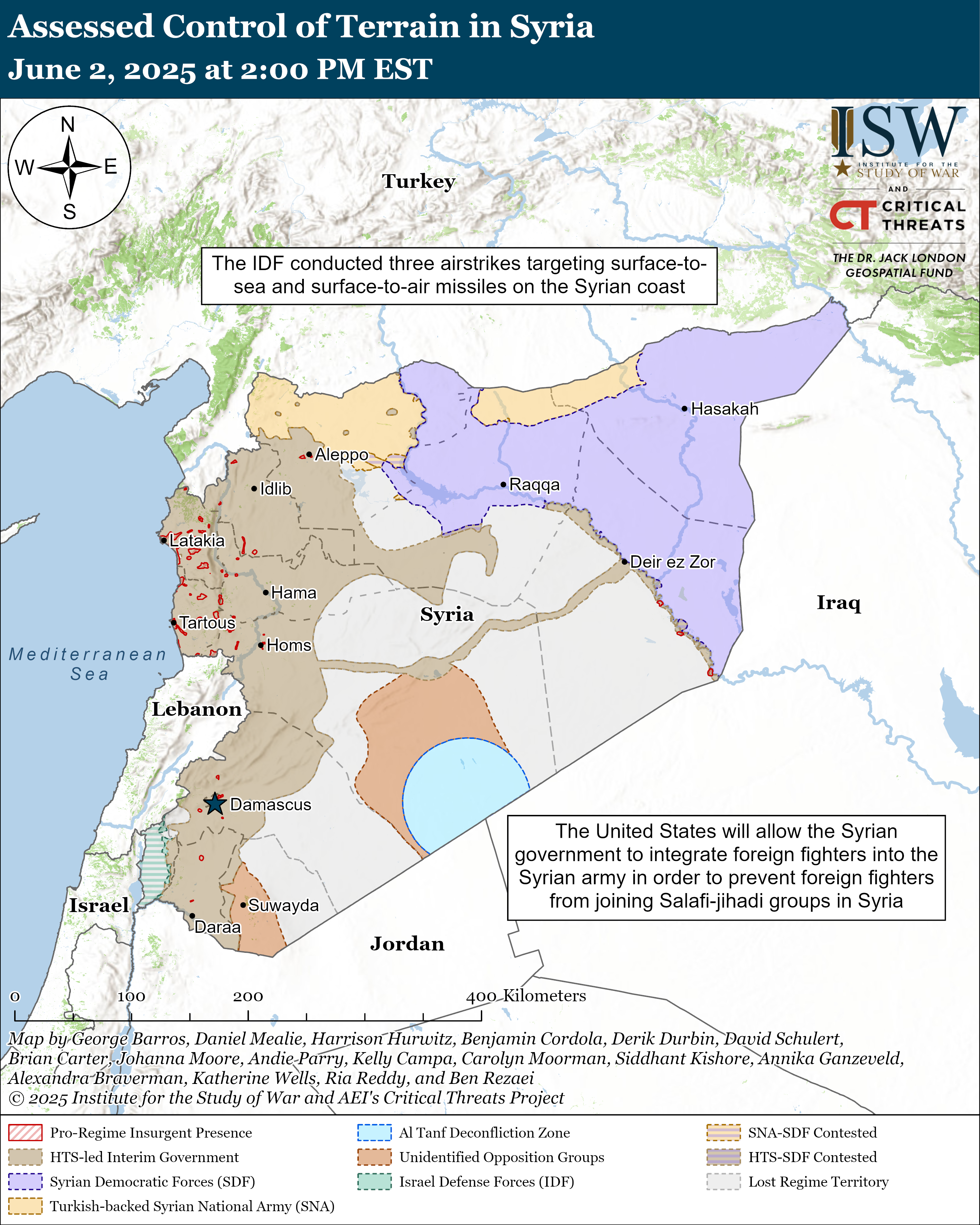 Assessed Control of Terrain in Syria June 2, 2025 at 2:00 PM EST | ISW