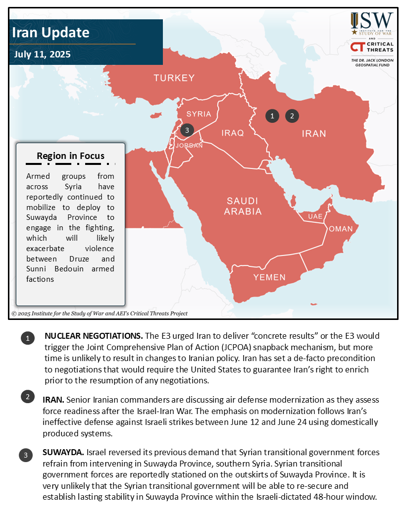 Iran Update, July 18, 2025 | Institute for the Study of War