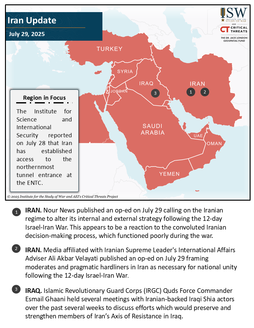 Iran Update, July 29, 2025 | ISW