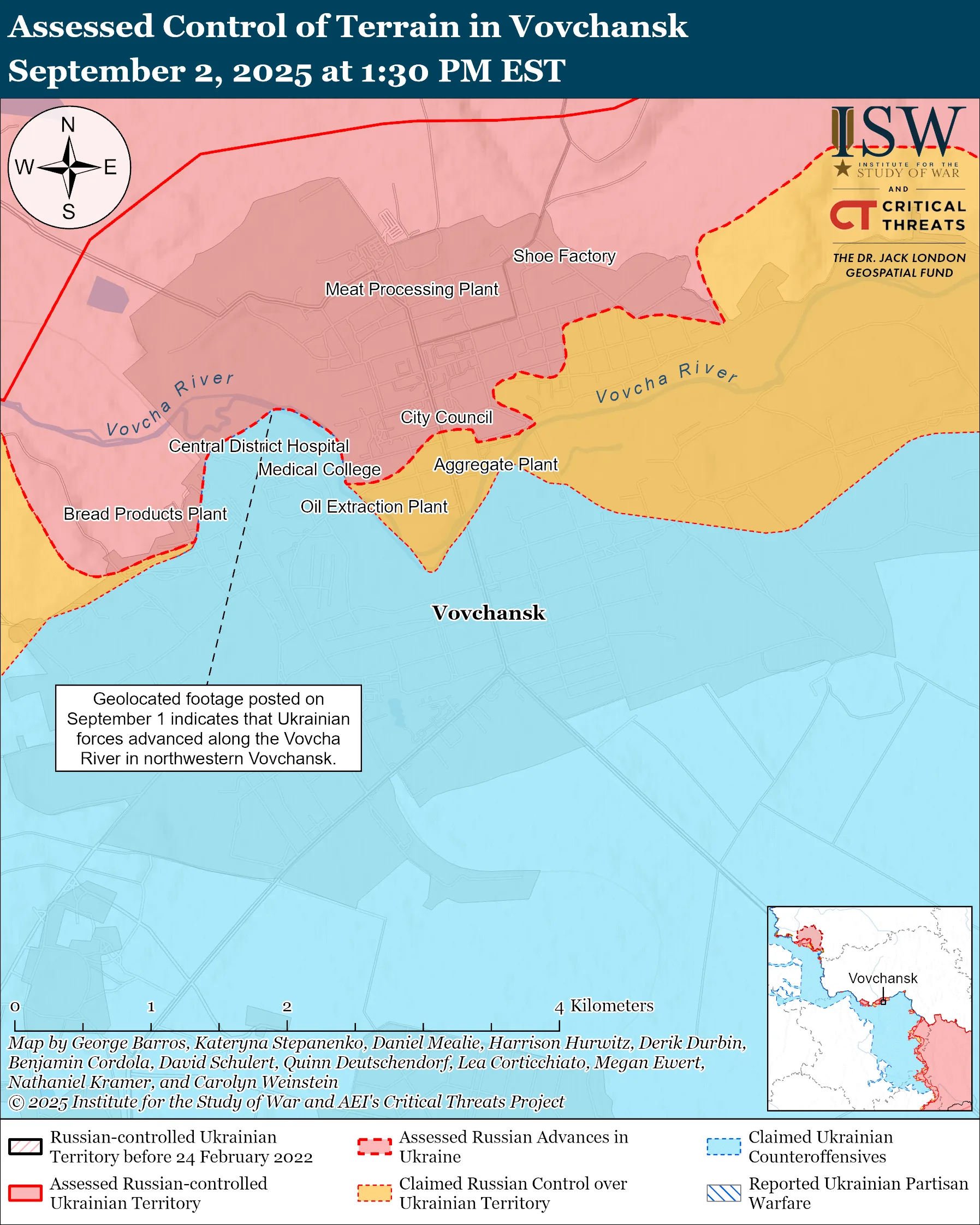Assessed Control of Terrain in Vovchansk, September 2, 2025 | ISW