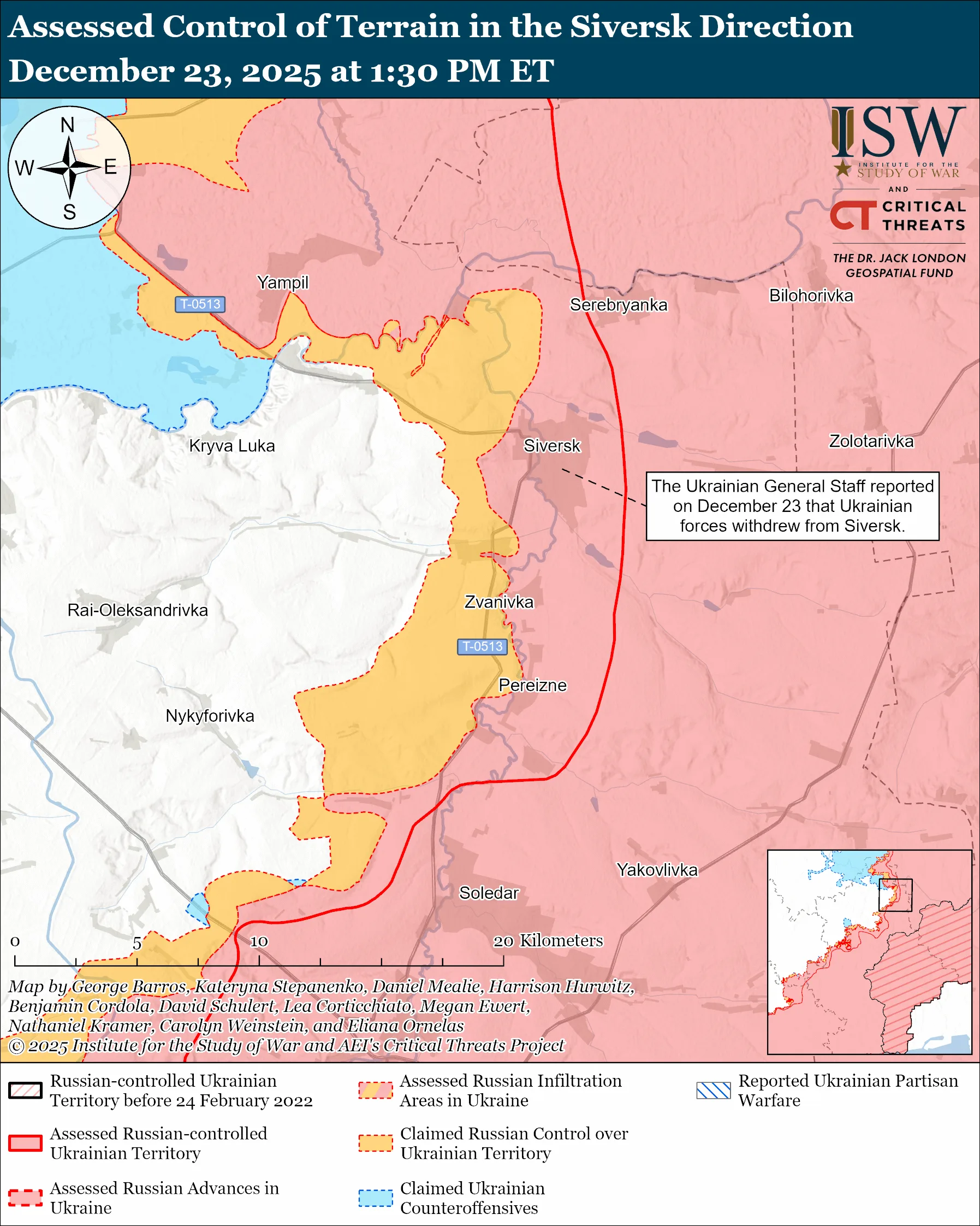 Assessed Control of Terrain in the Siversk Direction, December 23, 2025 ...