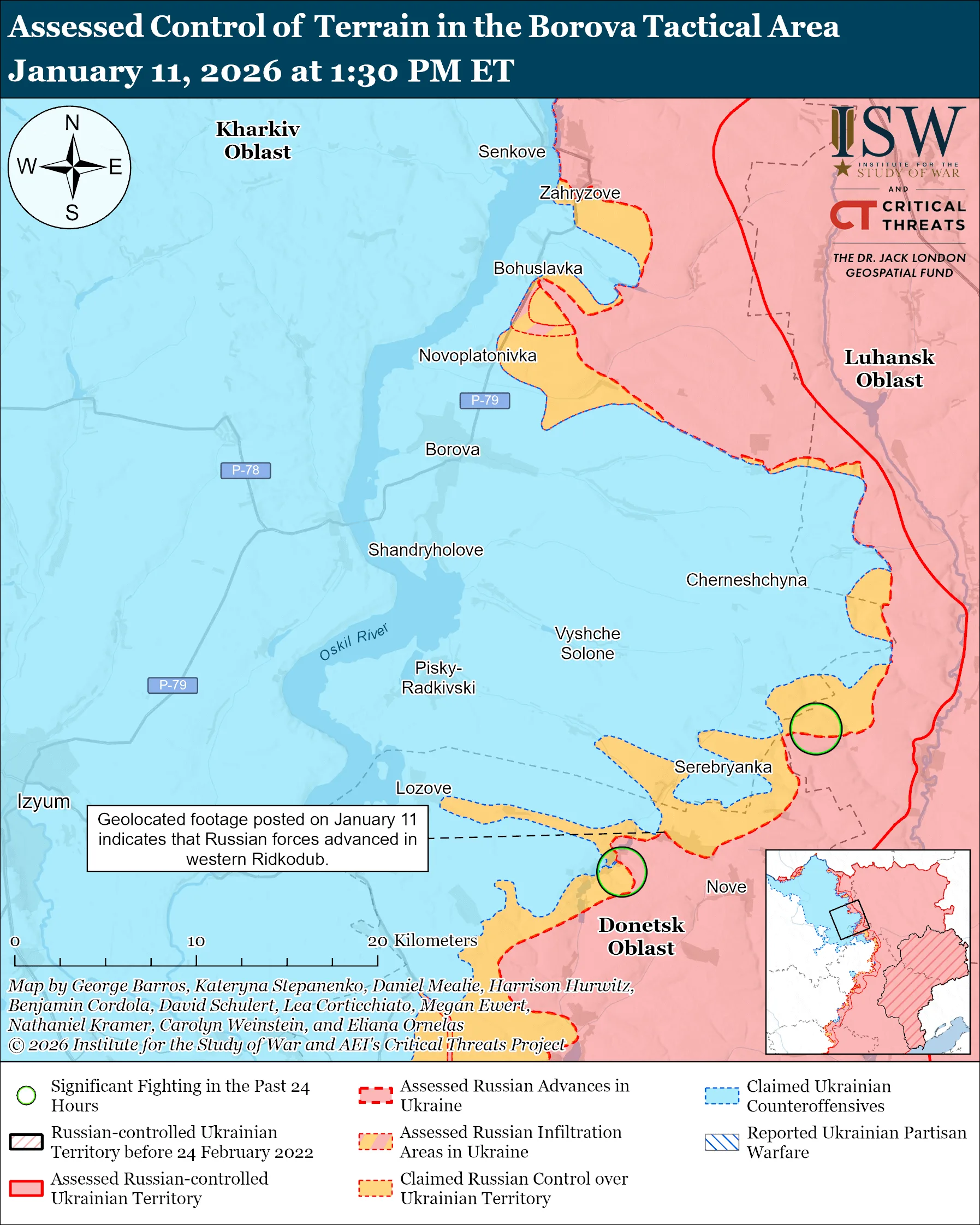 Assessed Control of Terrain in the Borova Tactical Area, January 11 ...