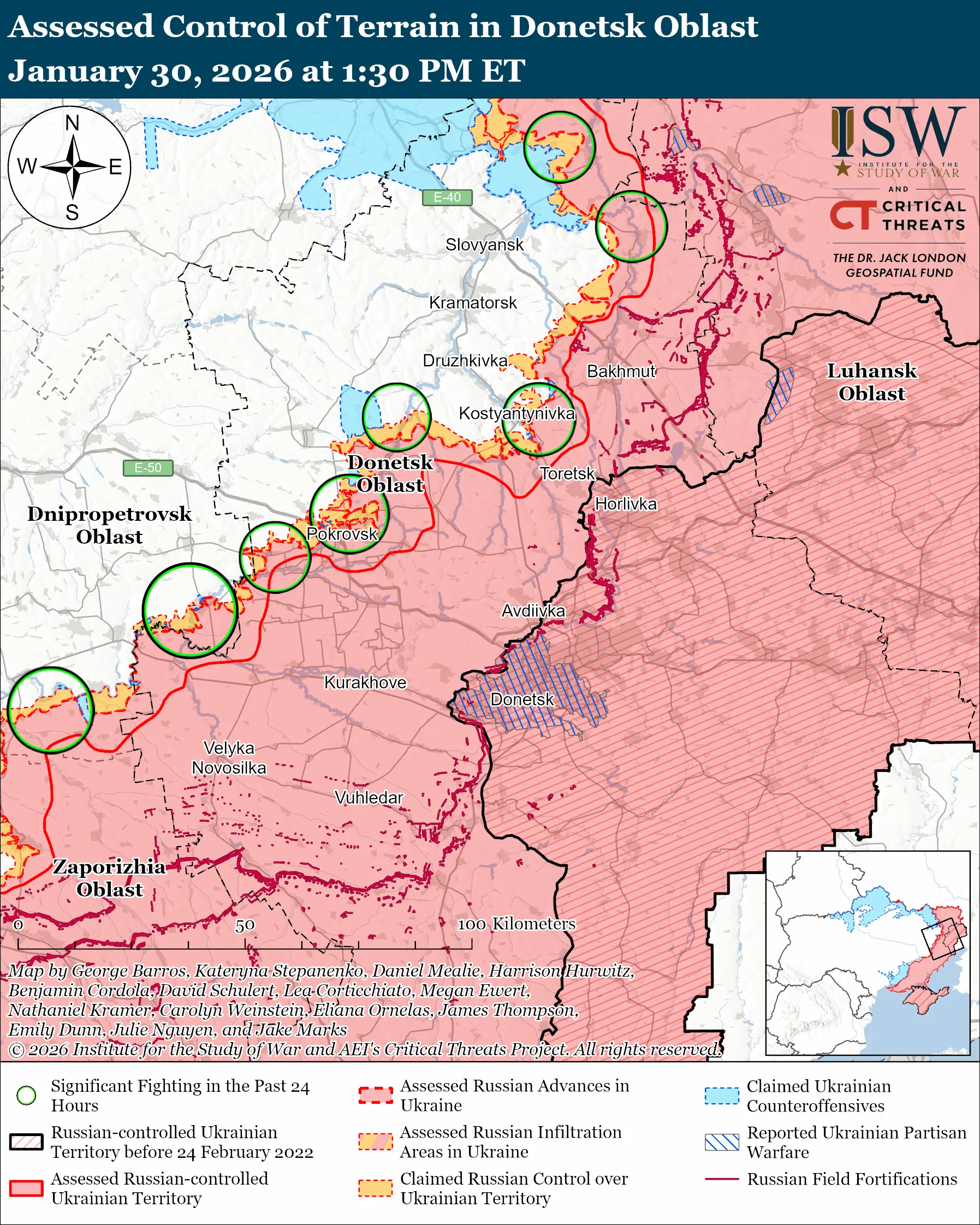 Control of Terrain in Donetsk Oblast, January 30, 2026 | ISW