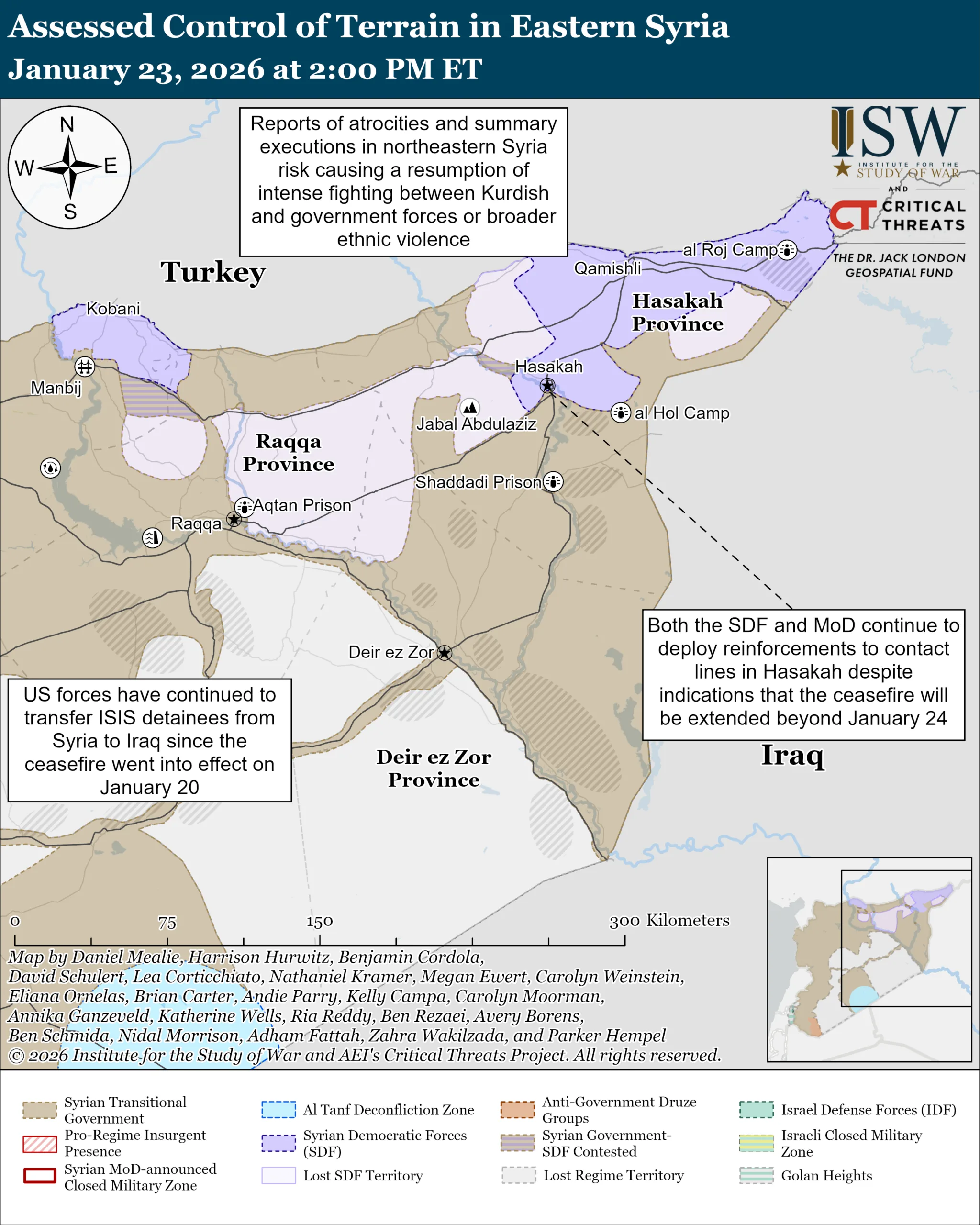 Control of Terrain in Eastern Syria, January 23, 2026 | ISW
