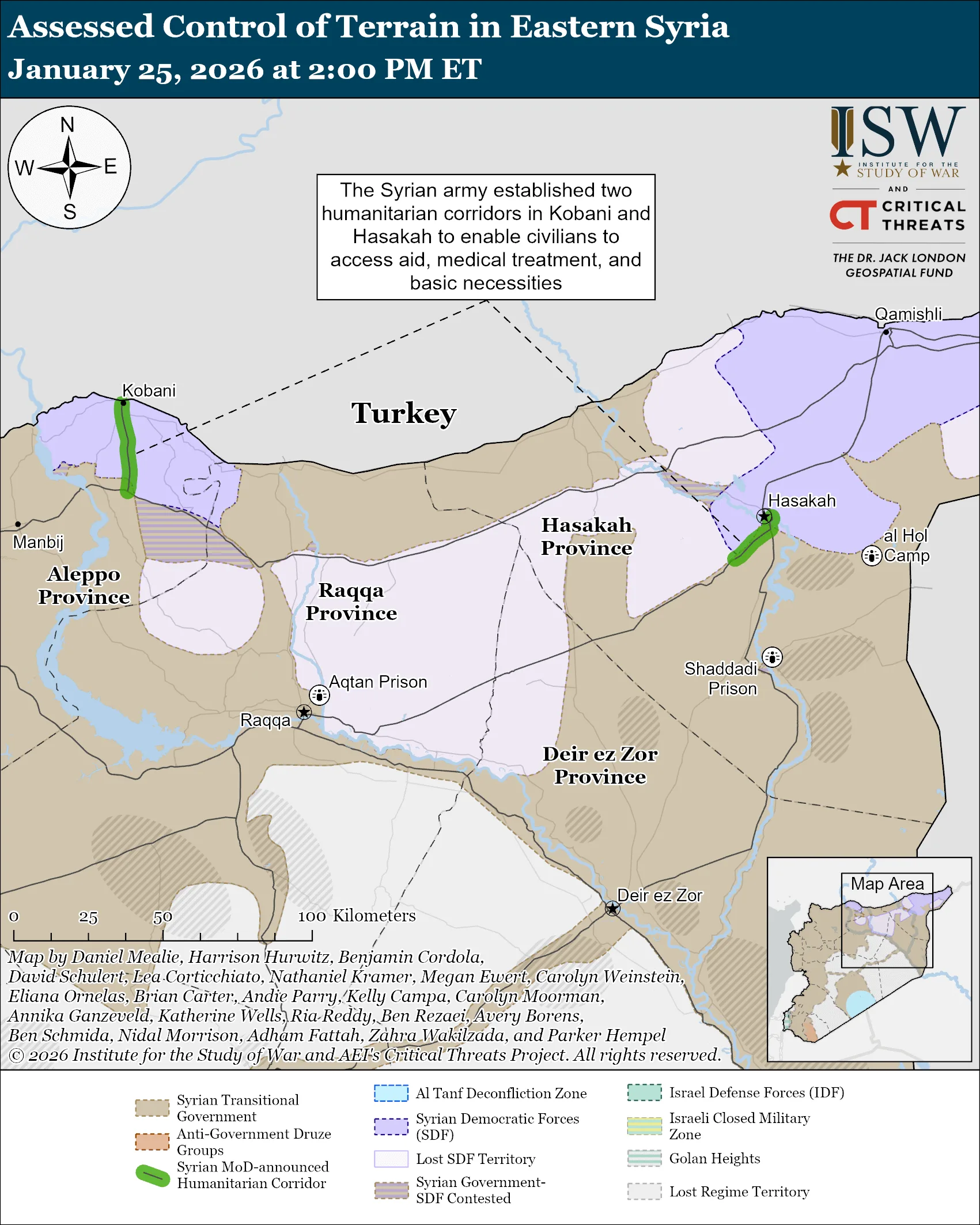Control of Terrain in Eastern Syria, January 25, 2026 | ISW