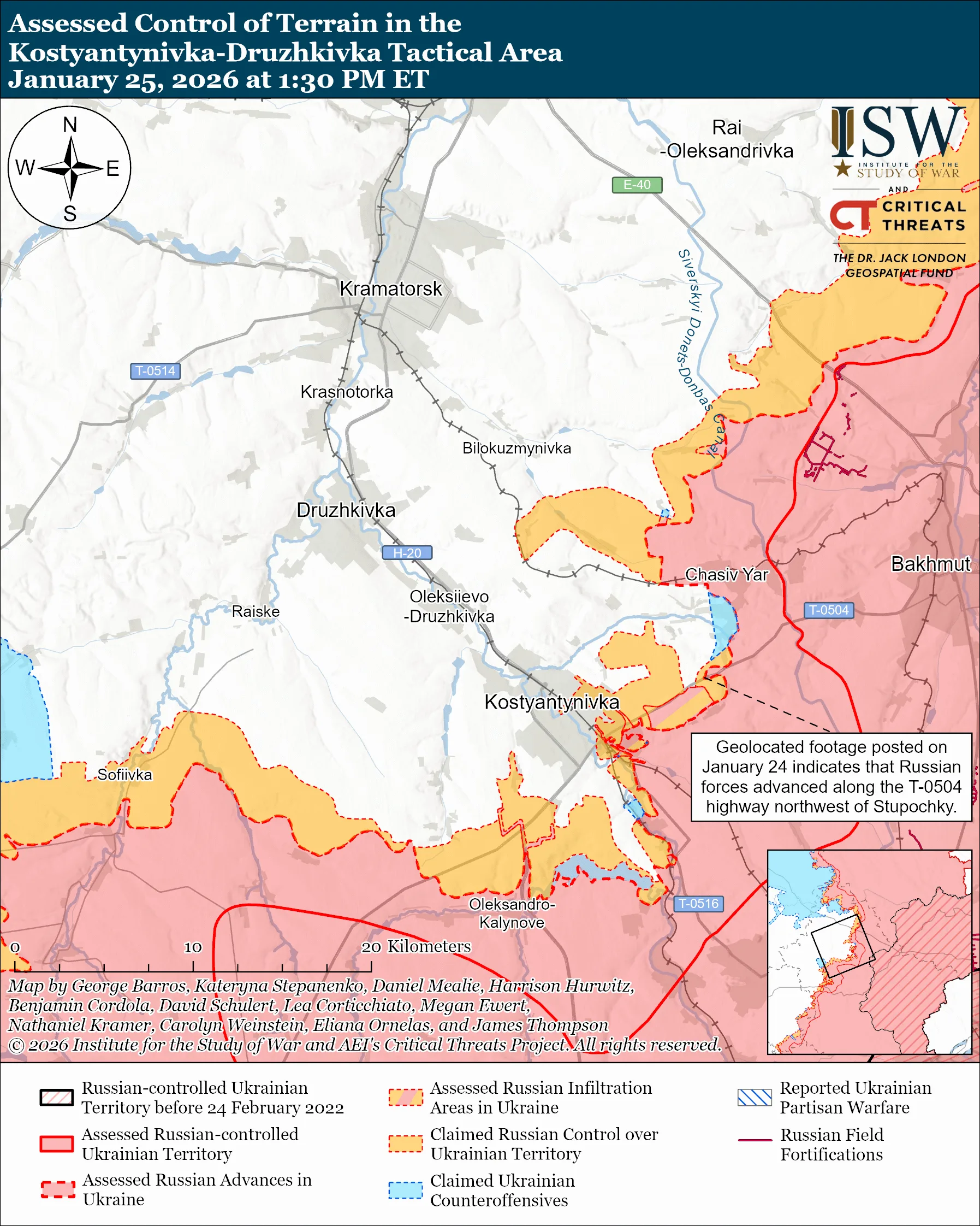 Control of Terrain, Kostyantynivka-Druzhkivka, Jan. 25, 2026 | ISW