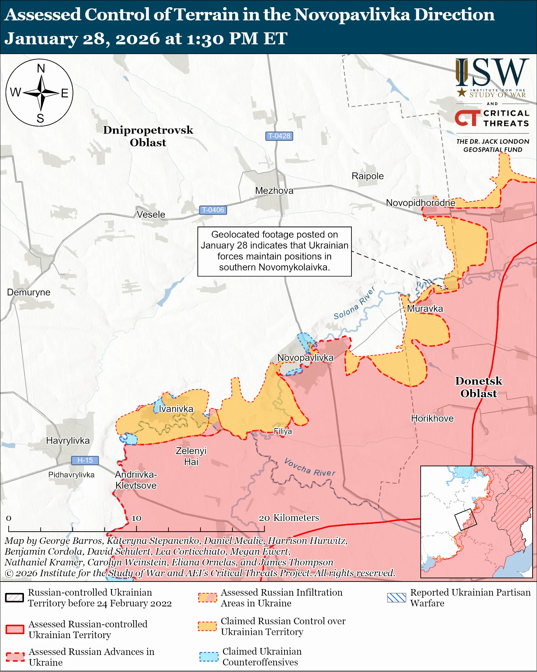 Assessed Control of Terrain in the Novopavlivka Direction, | ISW