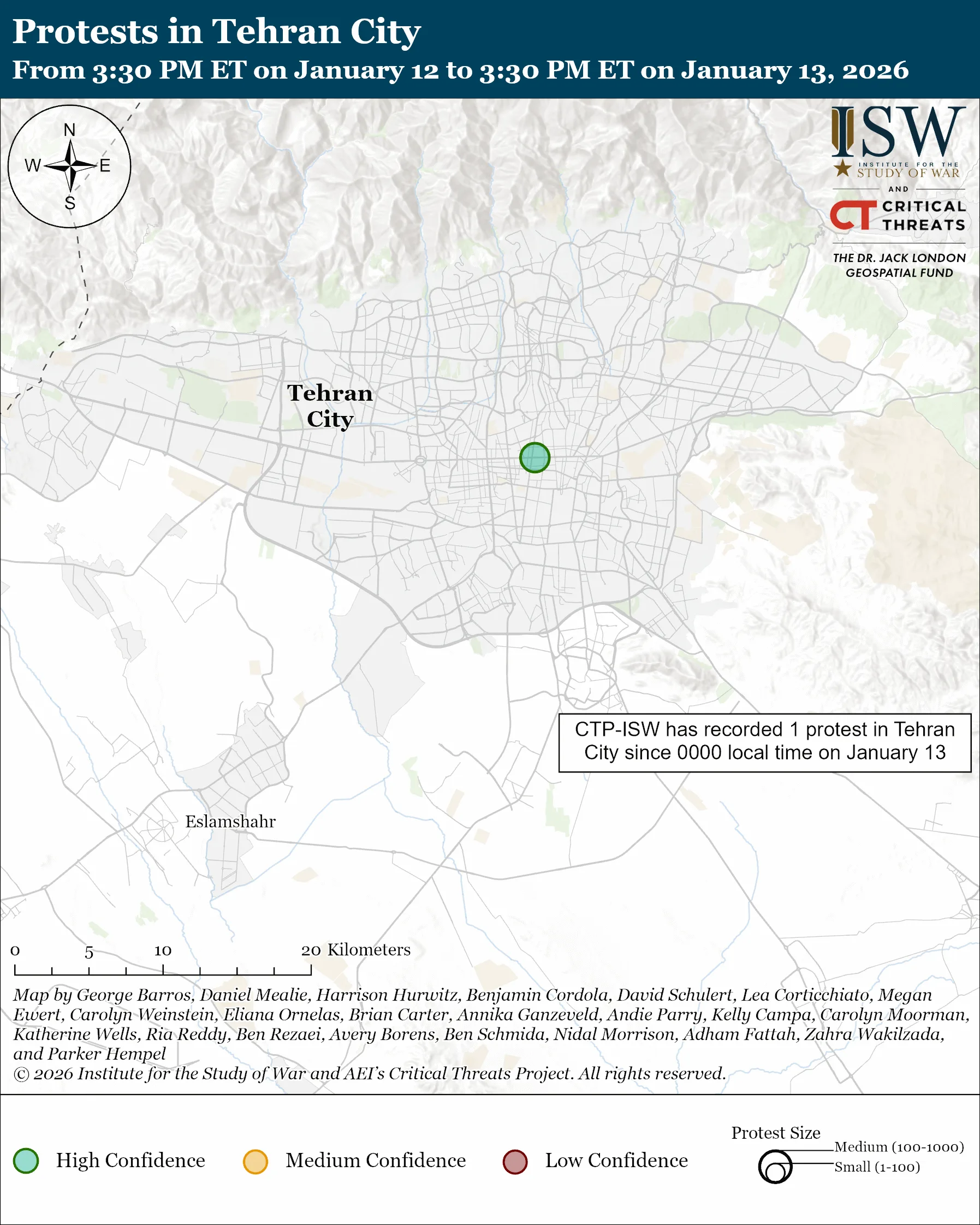 Protests in Tehran City, From Jan. 12 to on Jan. 13, 2026 | ISW