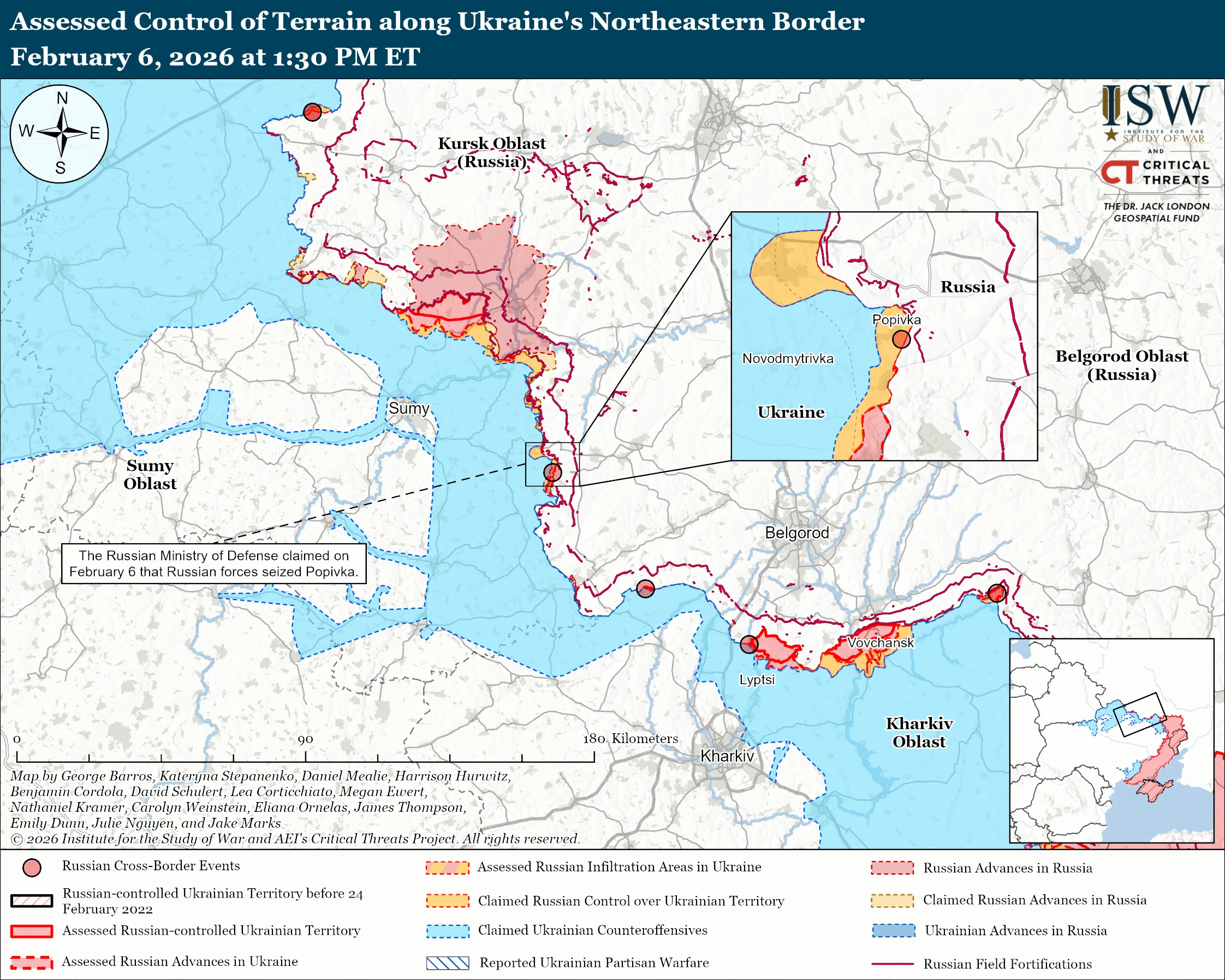 Control of Terrain along Ukraine’s NE Border Feb 6, 2026 | ISW
