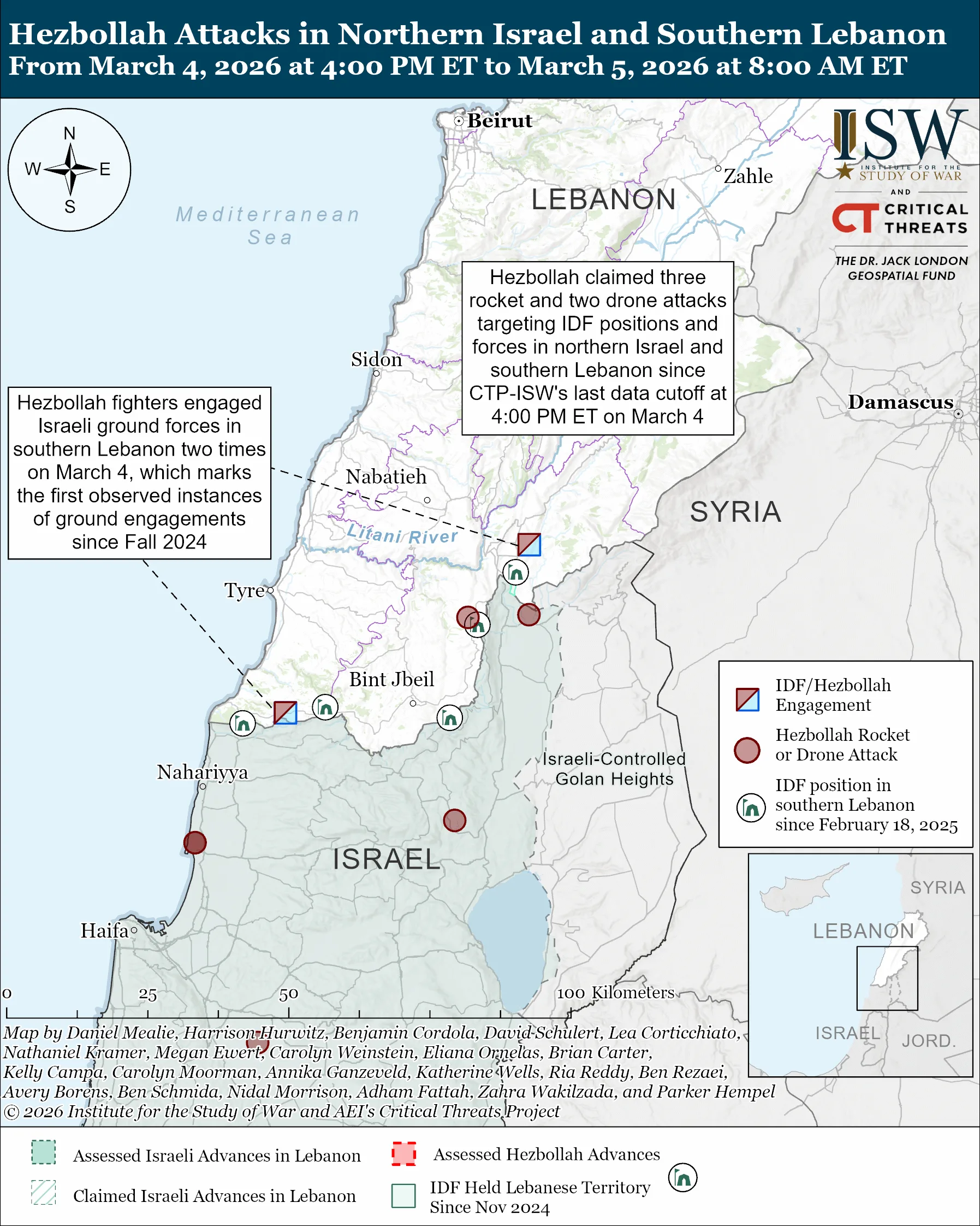Hezbollah Attacks, N. Israel & S. Lebanon, March 4-5, 2026 | ISW